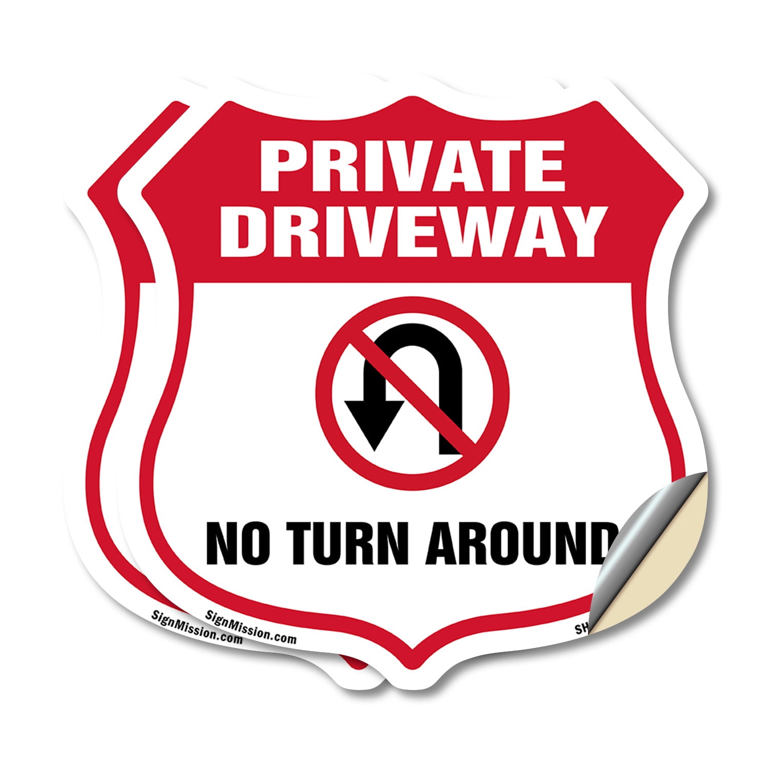 Private Driveway Shield Sign No Turn Around (2 Pack) 12 inch X 12 inch ...