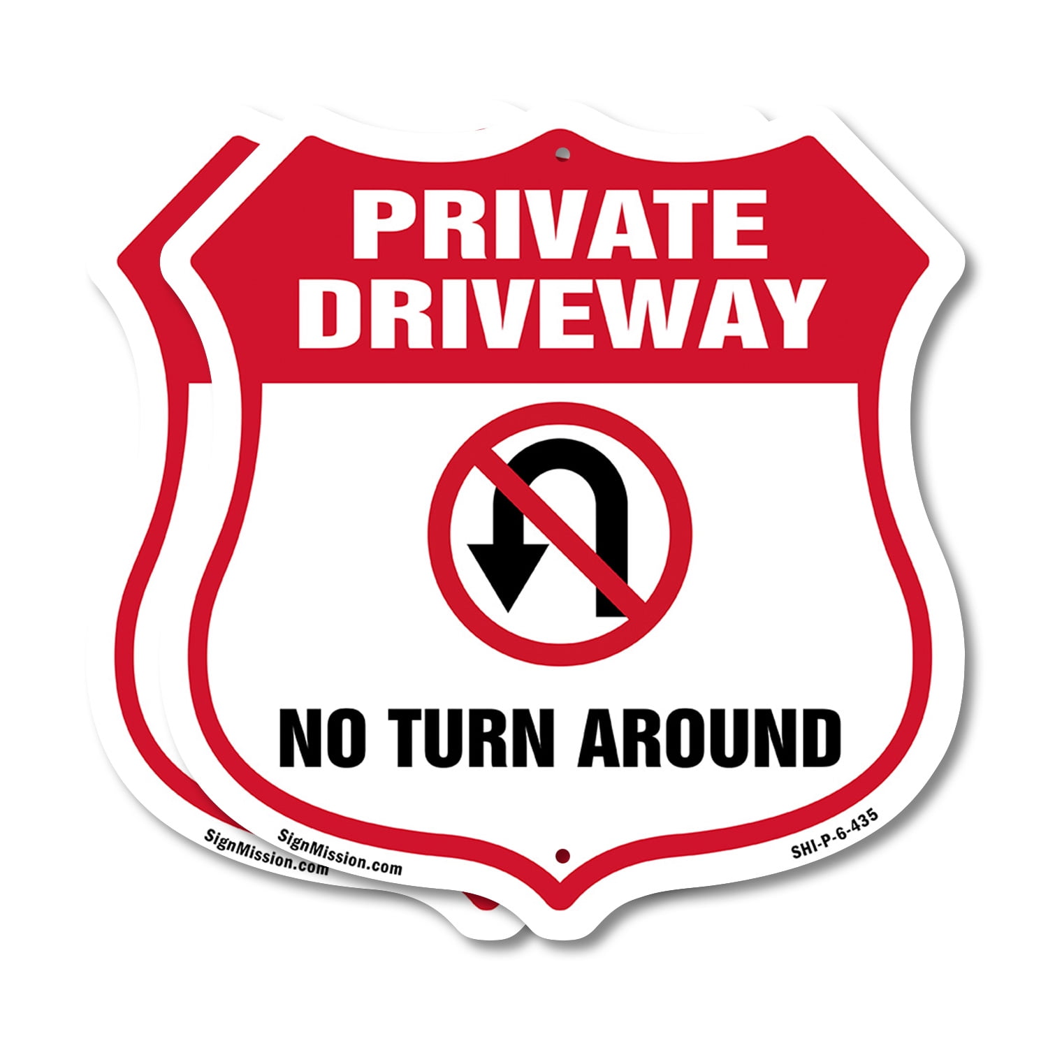 Private Driveway Shield Sign No Turn Around (2 Pack) 6 inch X 6 inch ...