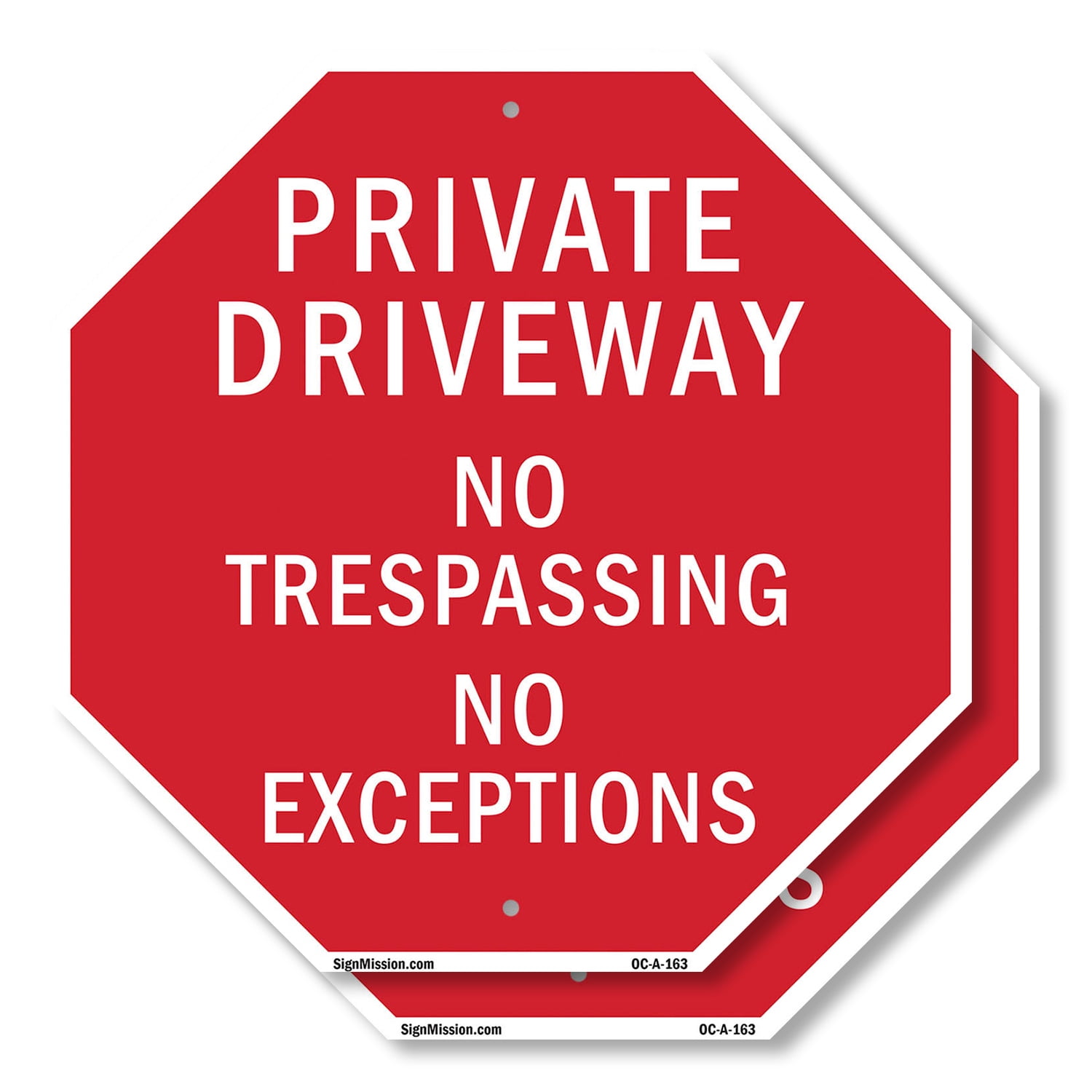 Private Driveway No Trespassing No Exceptions (2 Pack) 18 inch X 18 ...