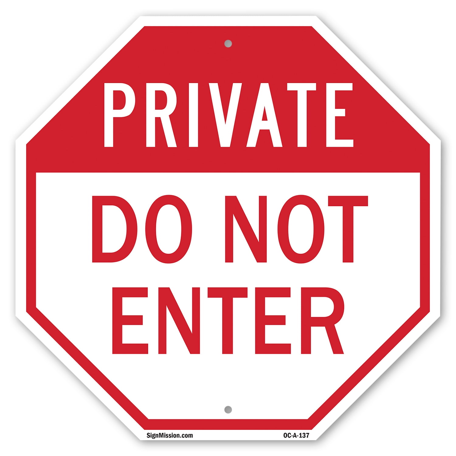 Private Do Not Enter 18 inch X 18 inch Octagon Plastic Sign Weather ...