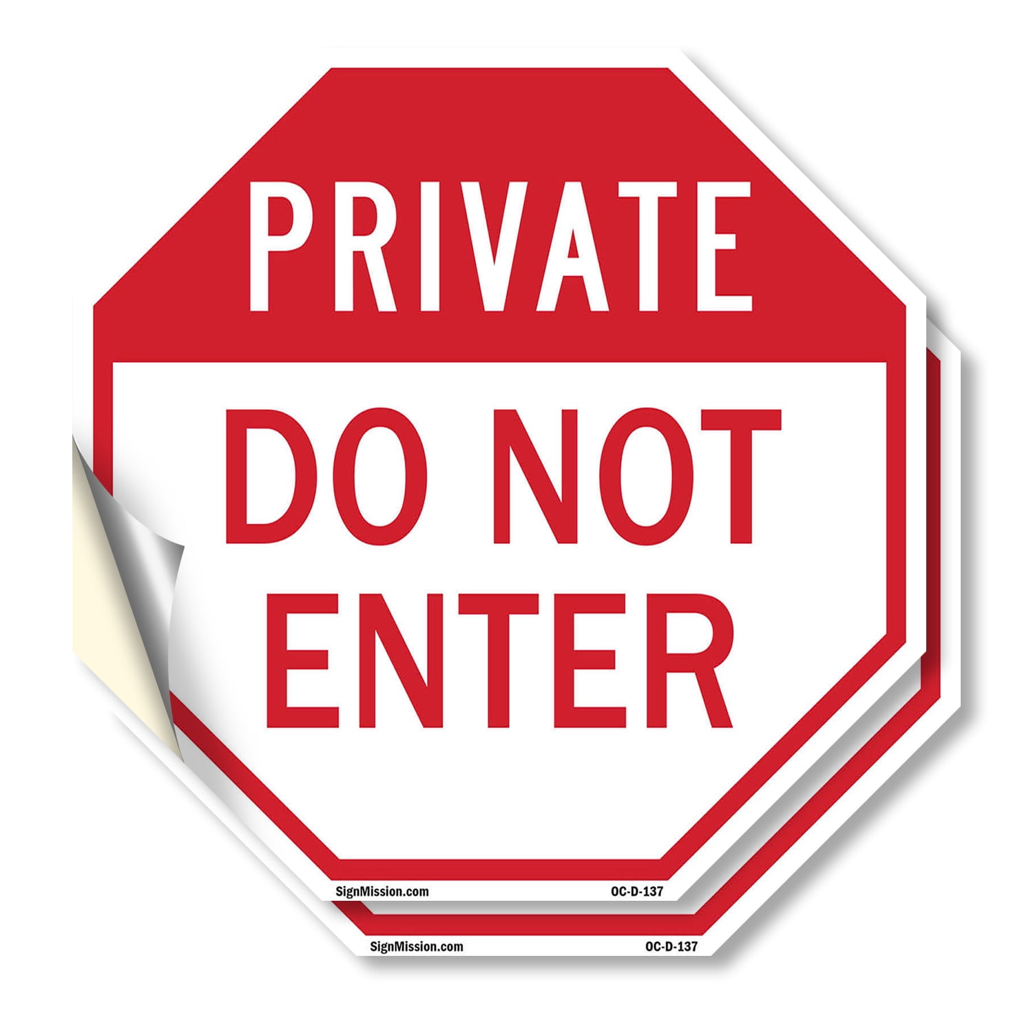 Private Do Not Enter (2 Pack) 18 inch X 18 inch Octagon Vinyl Label ...