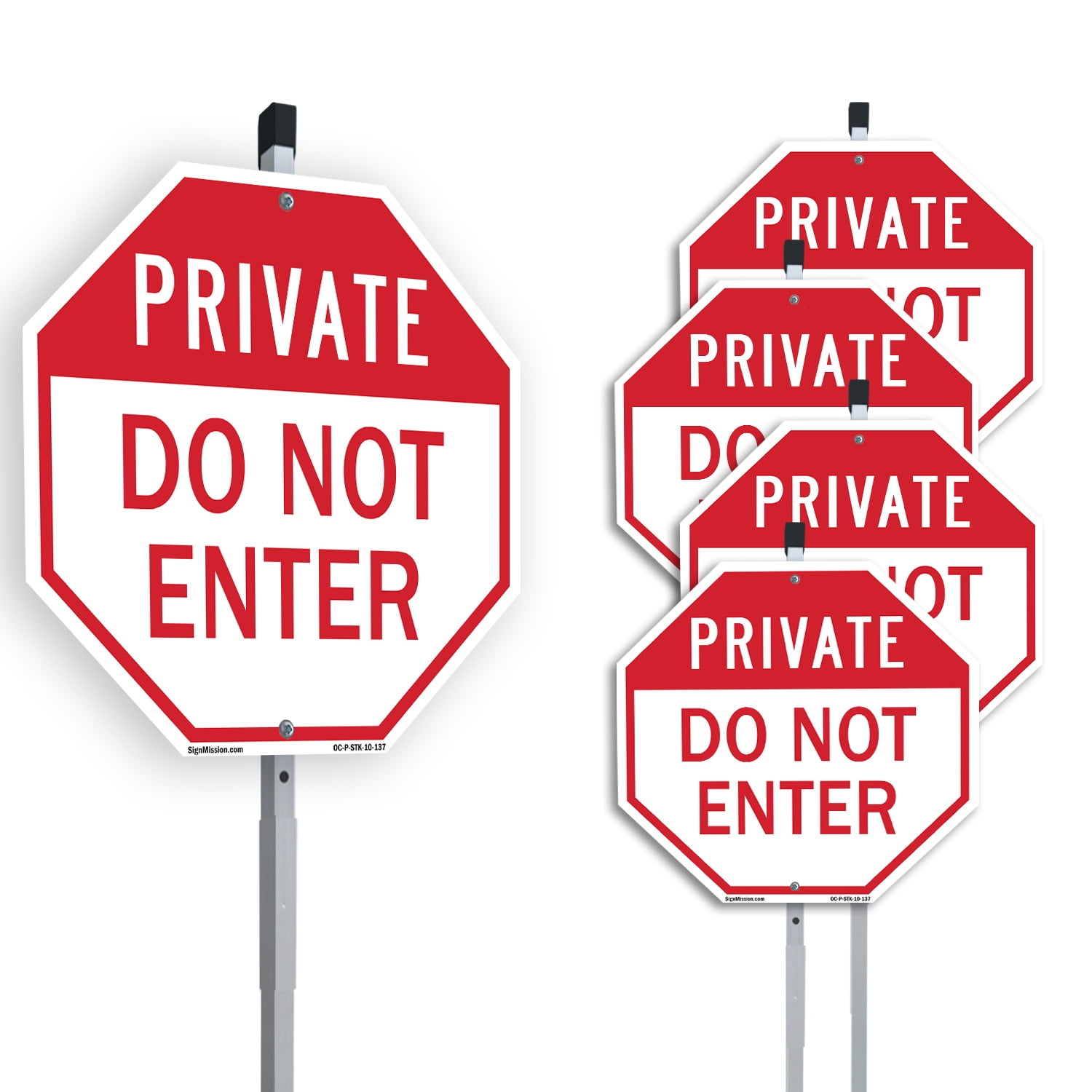 Private Do Not Enter (5 Pack) 10 inch X 10 inch Octagon Rust Free ...