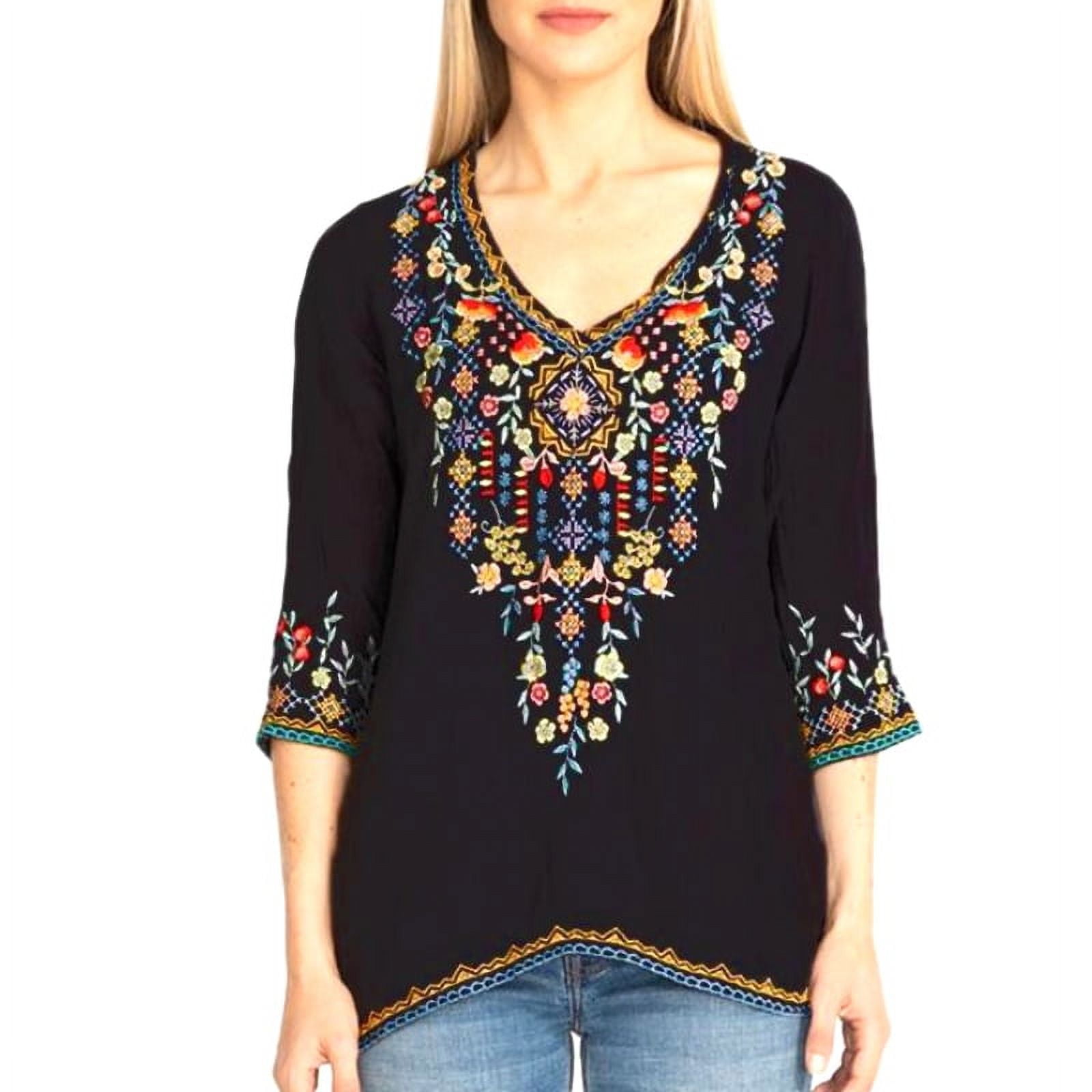 Private Garden Embroidered Tunic Tops In Vivid Colors - Walmart.com