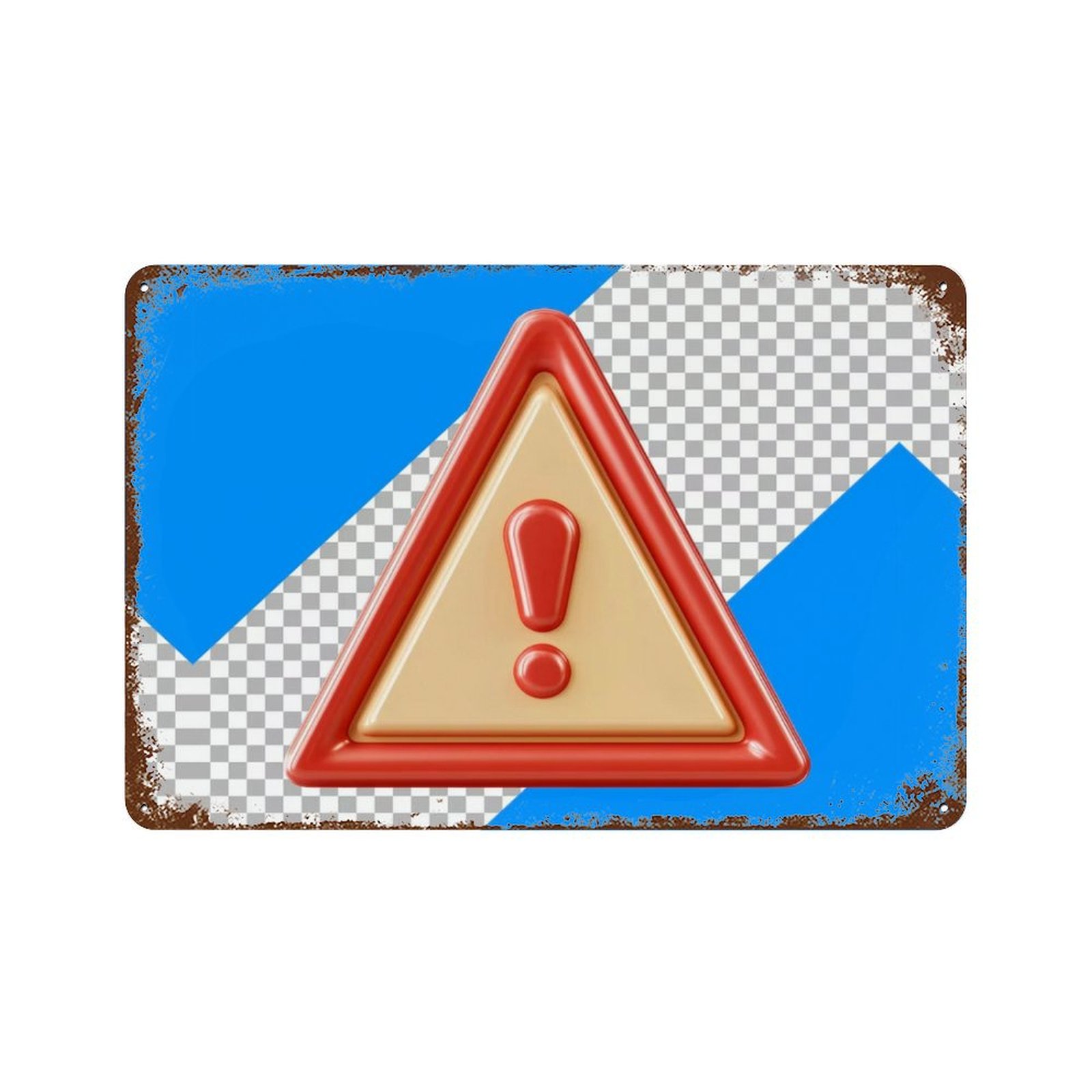 Transparent - Effect Warning Triangle with Blue Accents Metal Tin Sign ...