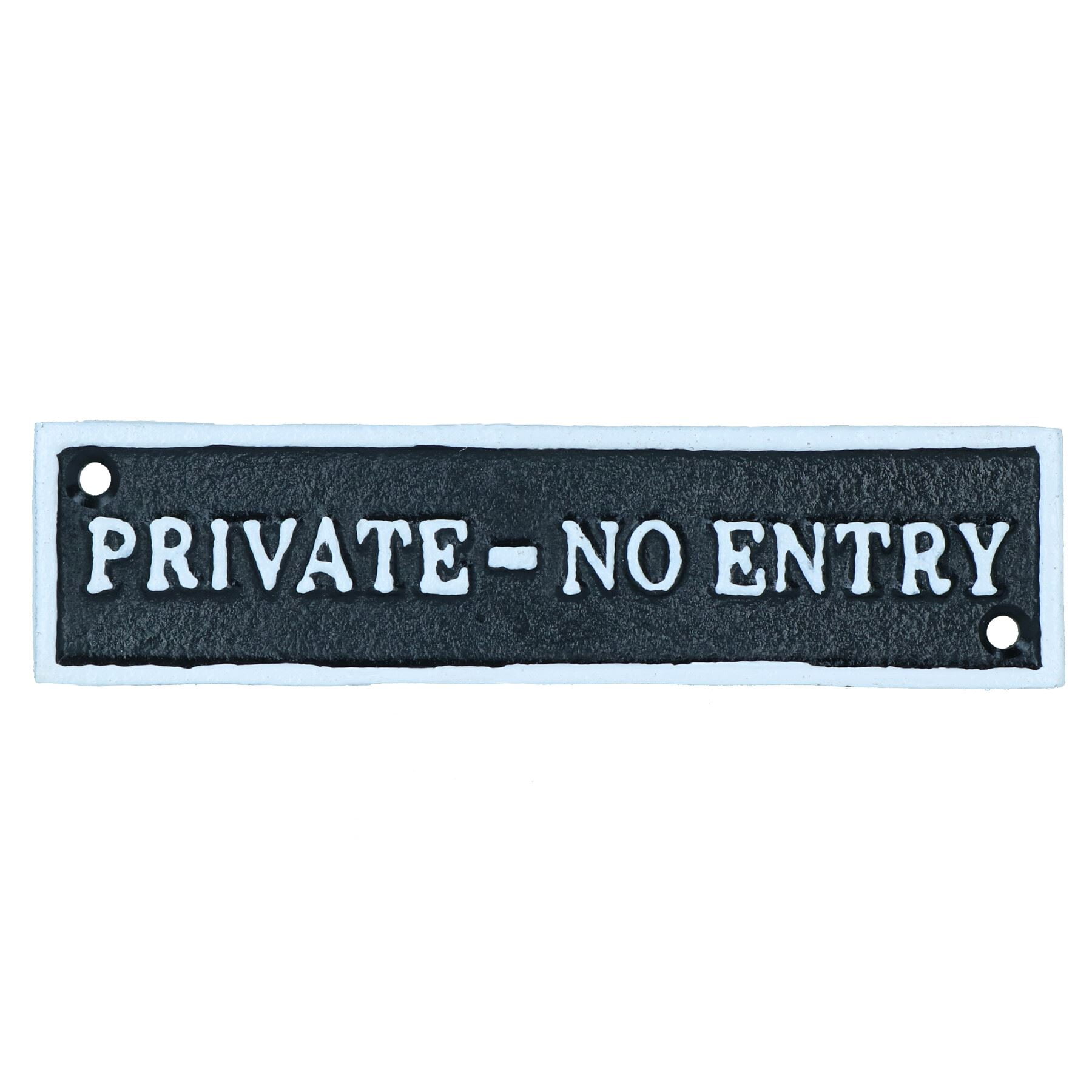 Private No Entry Black Cast Iron Sign Plaque Door Wall House Gate Shop ...