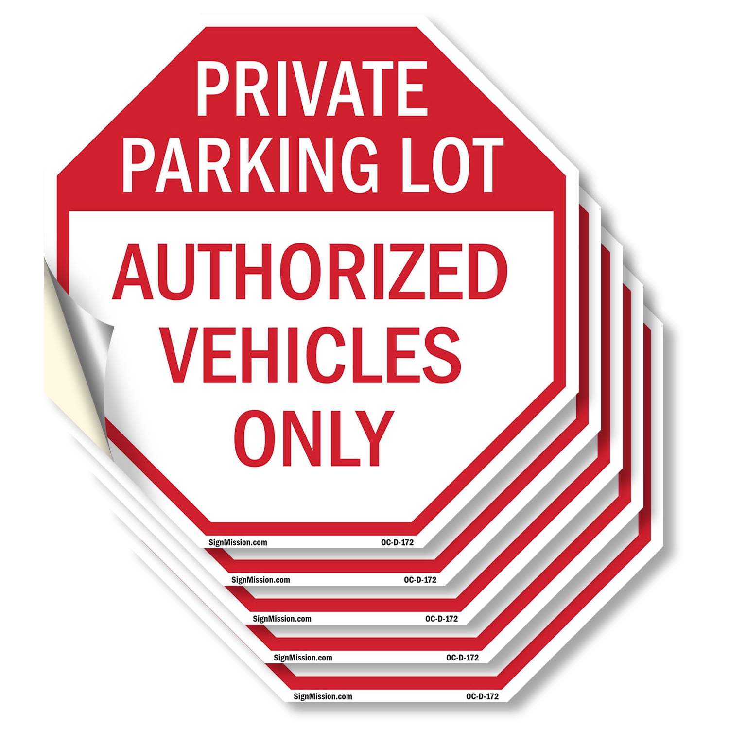 Private Parking Lot Authorized Vehicles Only (5 Pack) 4 inch X 4 inch ...