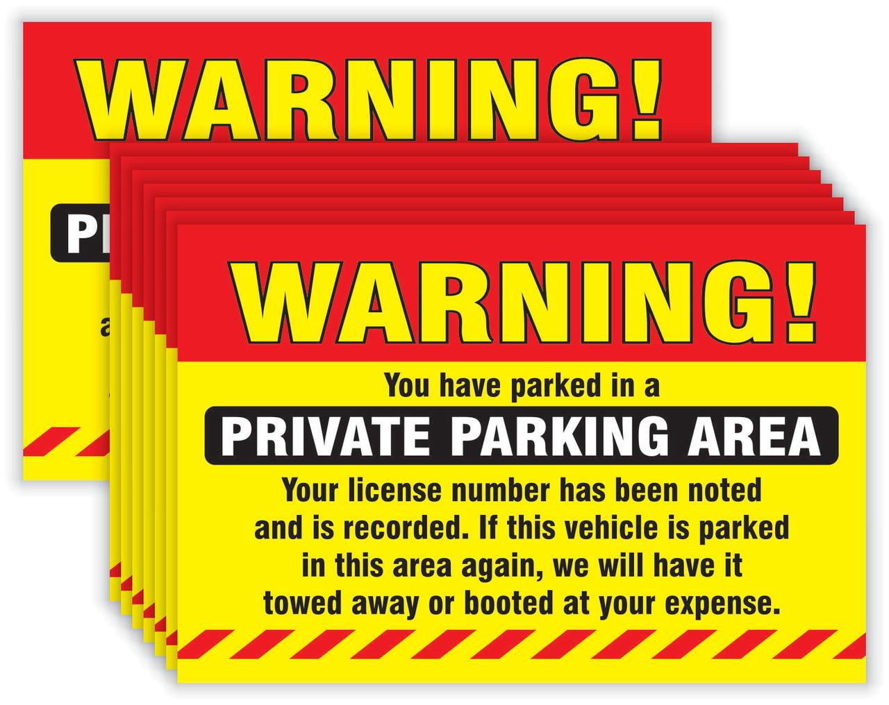 Private Parking Violation Warning Stickers, Pack of 50, 6"X9", Yellow ...