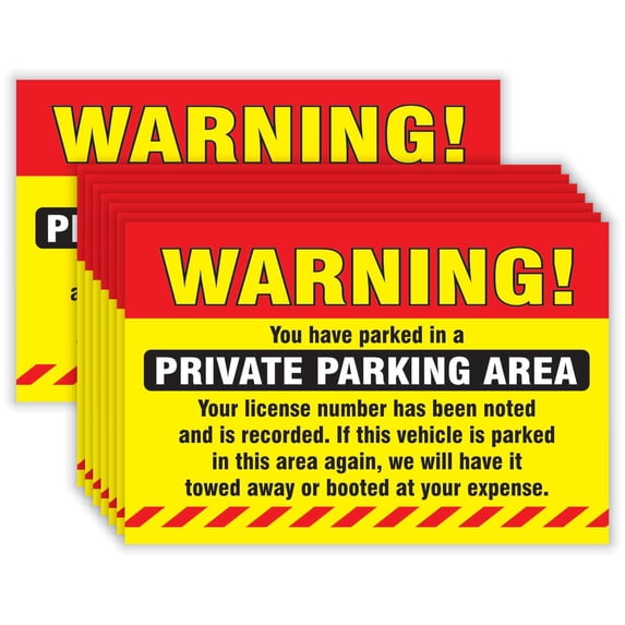 Private Parking Violation Warning Stickers, Pack of 50, 6"X9", Yellow ...