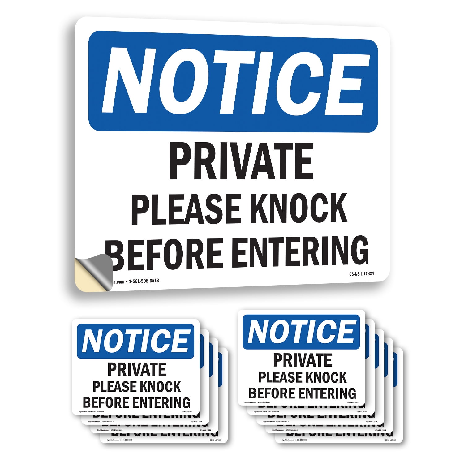 Private Please Knock Before Entering OSHA Notice Vinyl Decal Label 7 ...