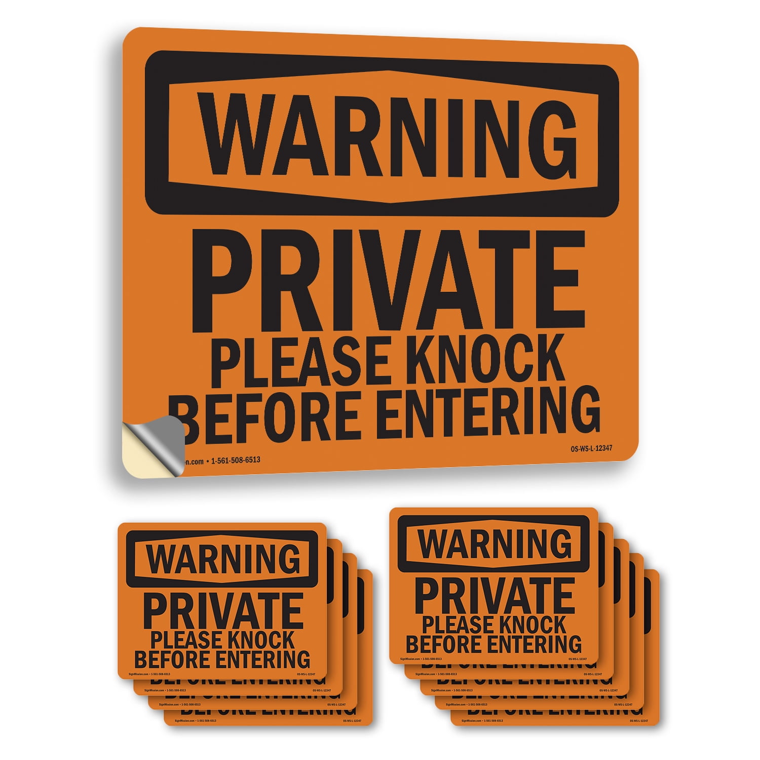 Private Please Knock Before Entering OSHA WARNING Vinyl Decal Label 24 ...