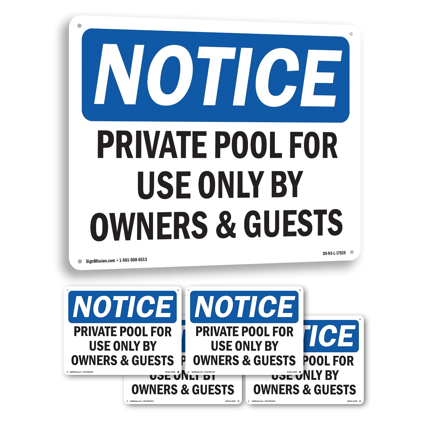 Private Pool For Use Only By Owners & Guests OSHA Notice Rigid Plastic ...