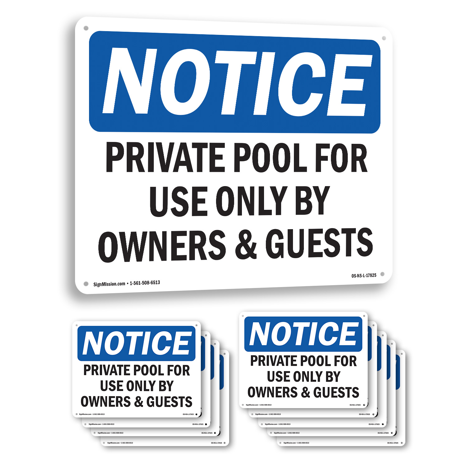 Private Pool For Use Only By Owners & Guests OSHA Notice Rigid Plastic ...