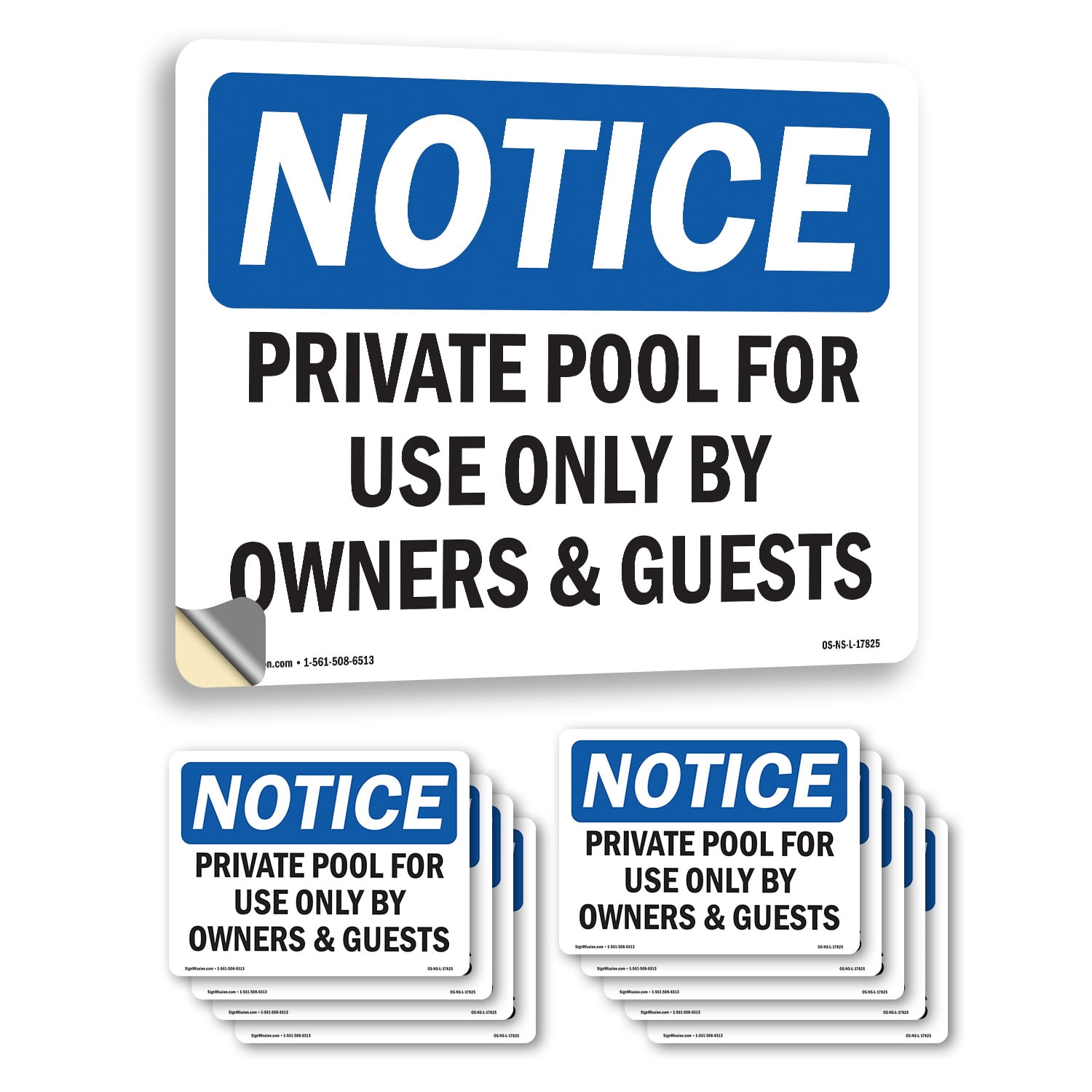Private Pool For Use Only By Owners & Guests OSHA Notice Vinyl Decal ...