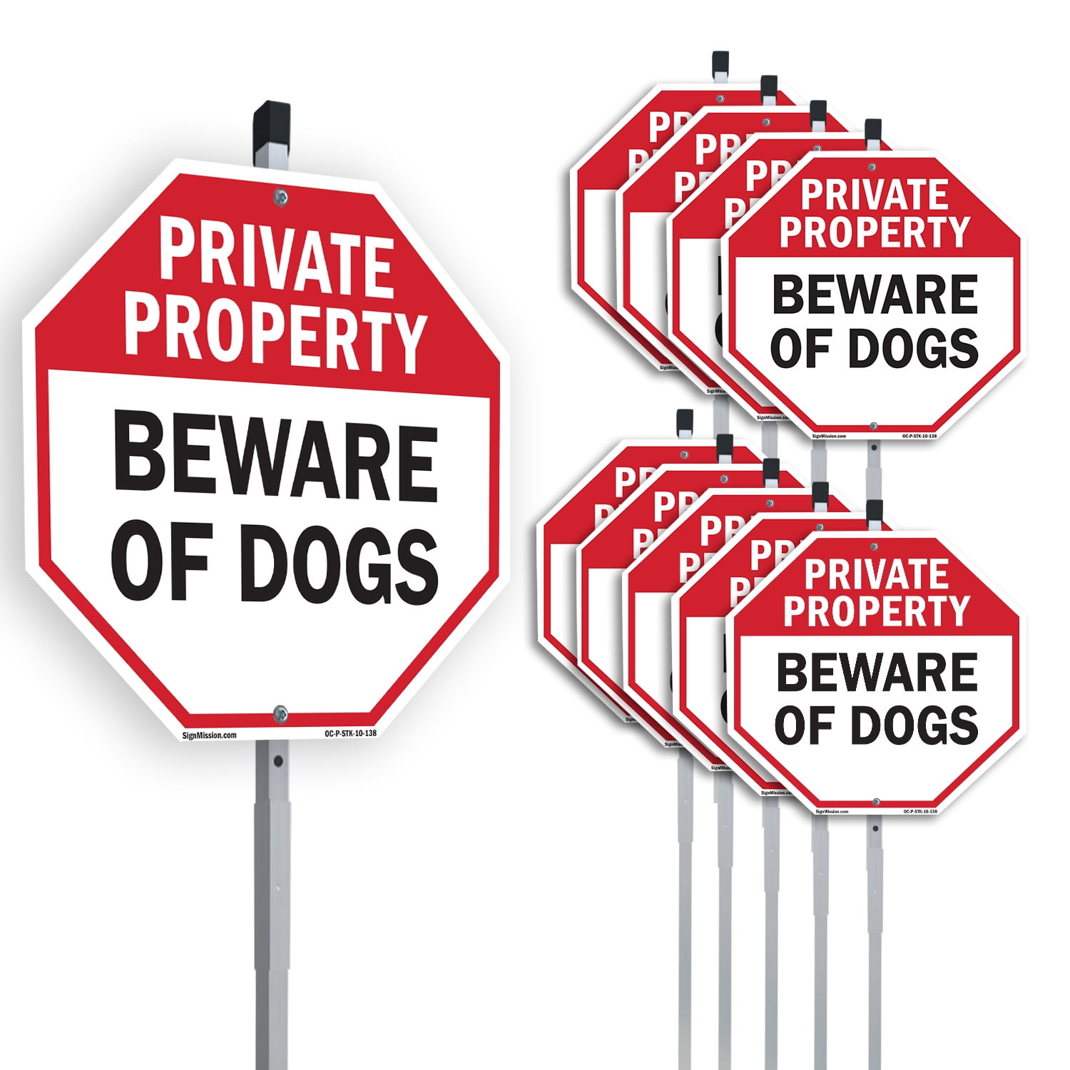 Private Property Beware of Dogs (10 Pack) 10 inch X 10 inch Octagon ...