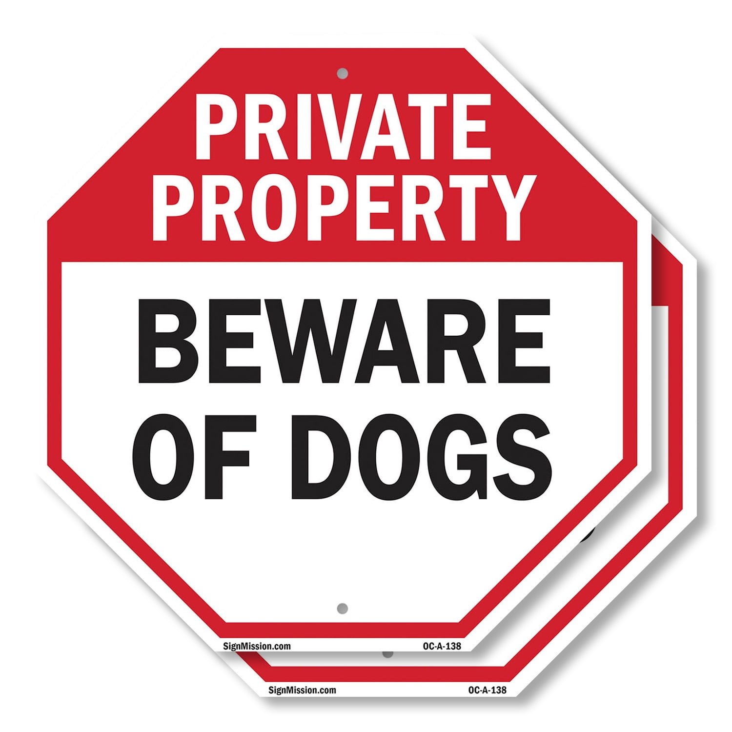 Private Property Beware of Dogs (2 Pack) 10 inch X 10 inch Octagon ...