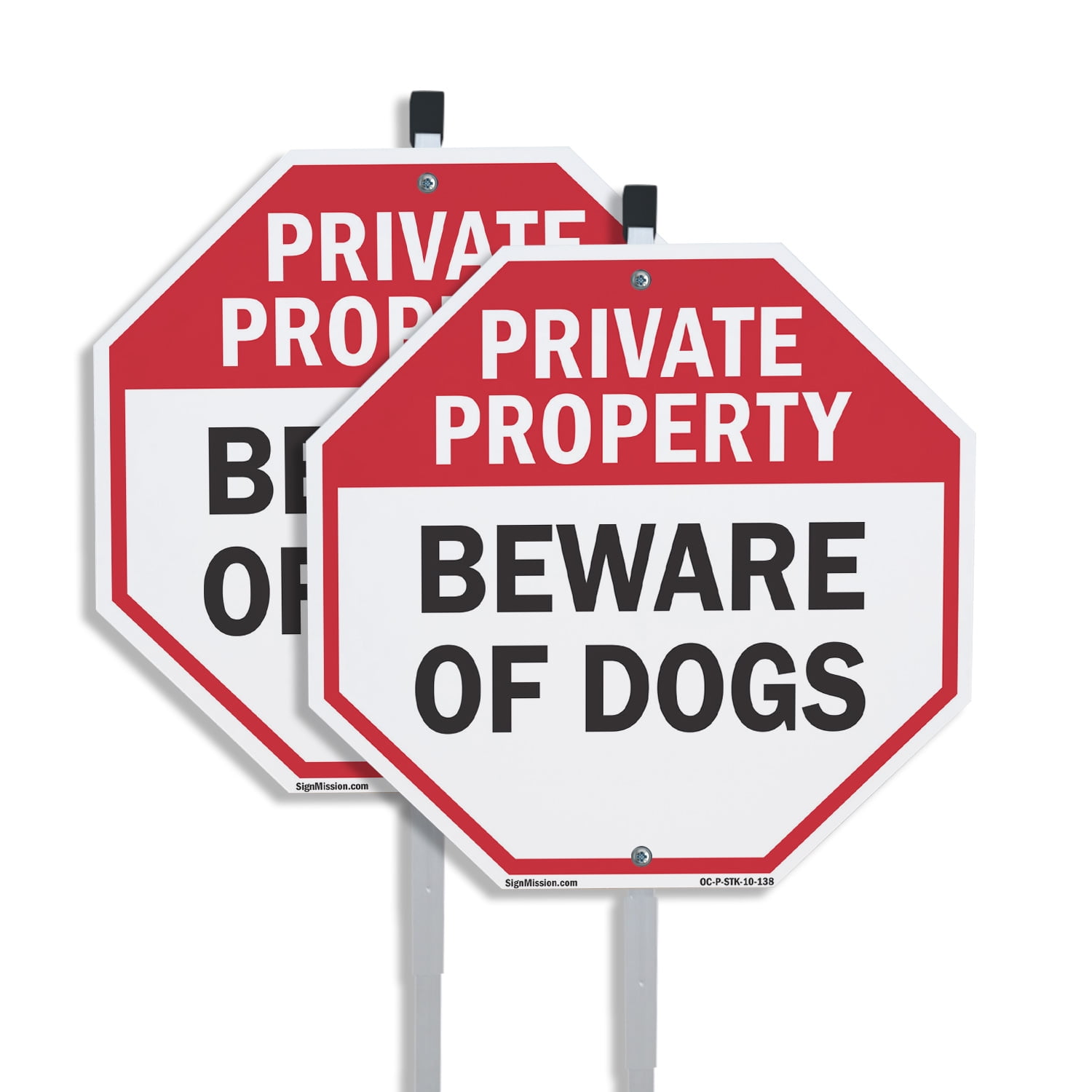 Private Property Beware of Dogs (2 Pack) 10 inch X 10 inch Octagon ...