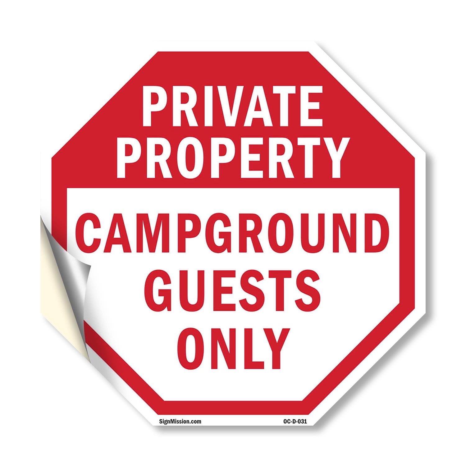 Private Property Campground Guests Only 10 inch X 10 inch Octagon Vinyl ...