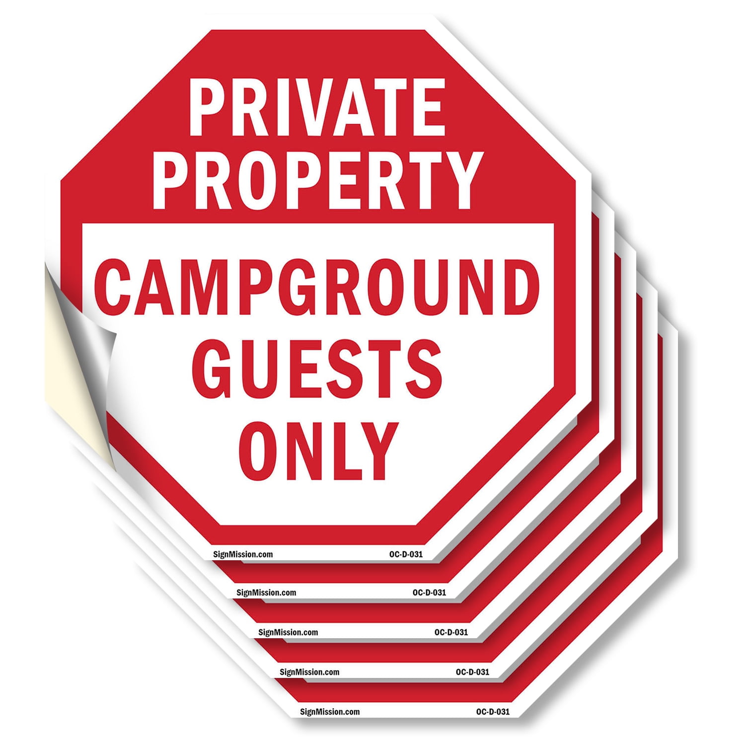 Private Property Campground Guests Only (5 Pack) 4 inch X 4 inch ...