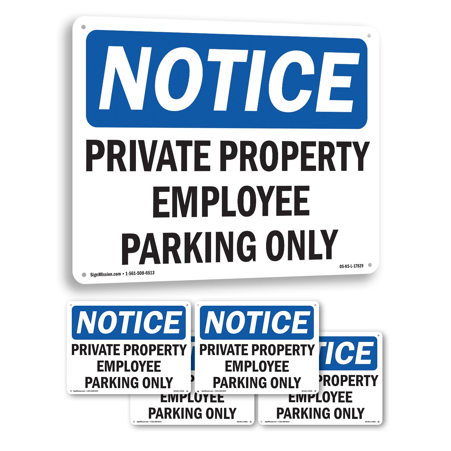Private Property Employee Parking Only OSHA Notice Rigid Plastic Sign ...