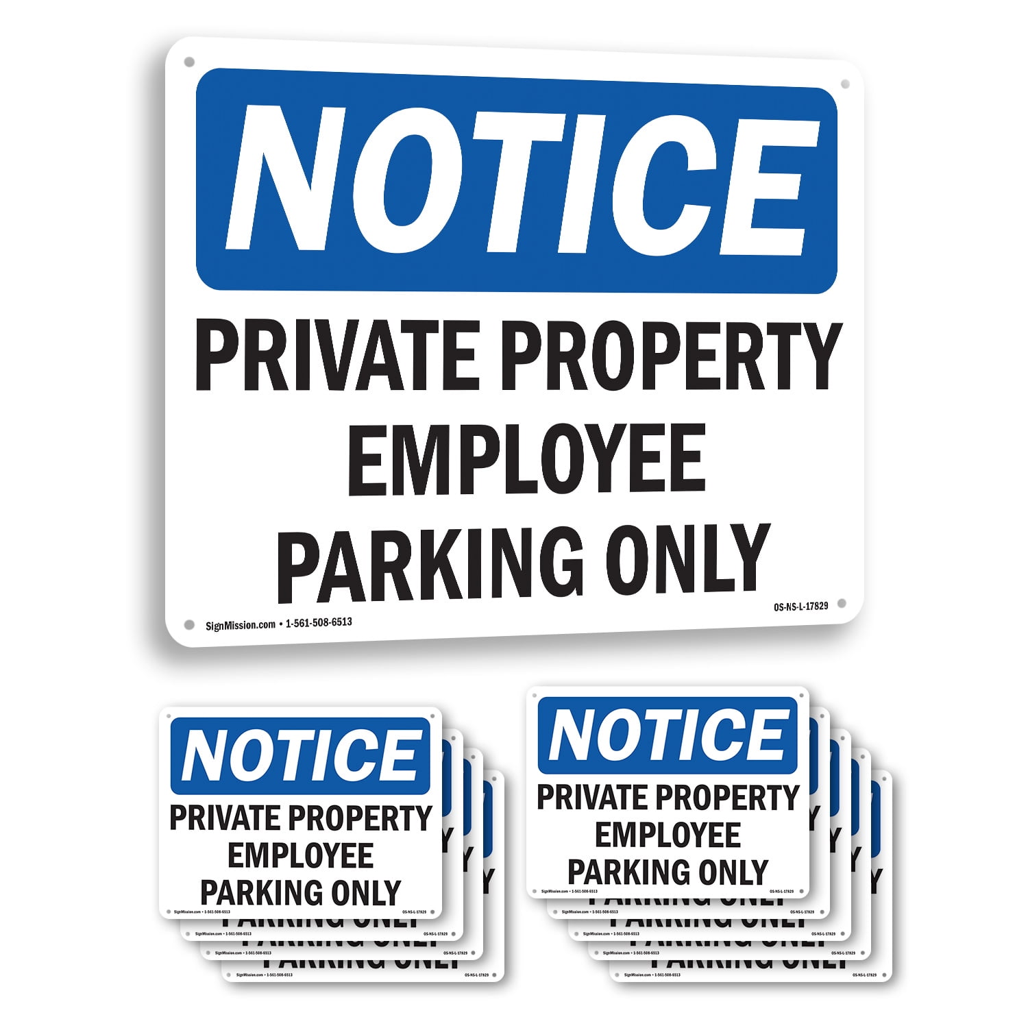 Private Property Employee Parking Only OSHA Notice Rigid Plastic Sign ...