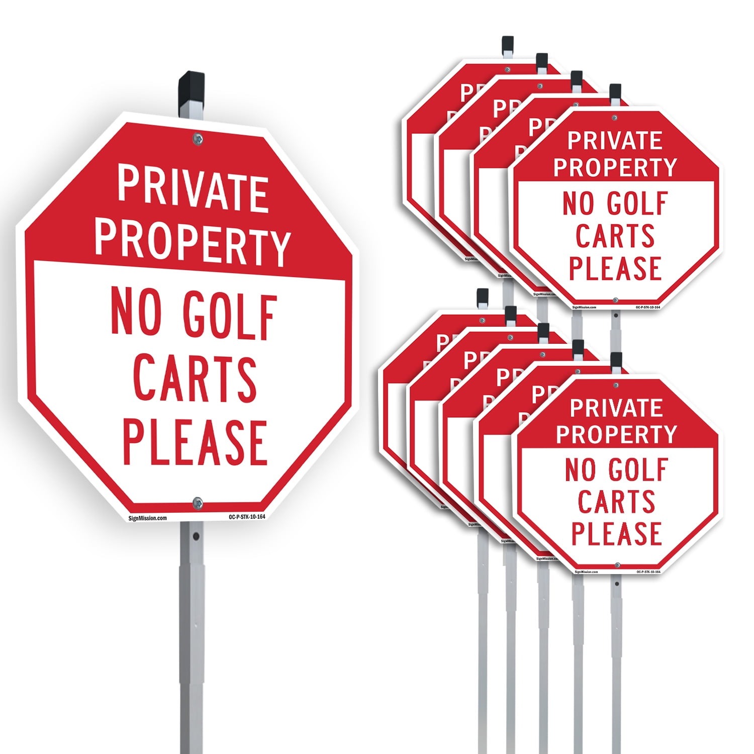 Private Property No Golf Carts Please (10 Pack) 10 inch X 10 inch ...