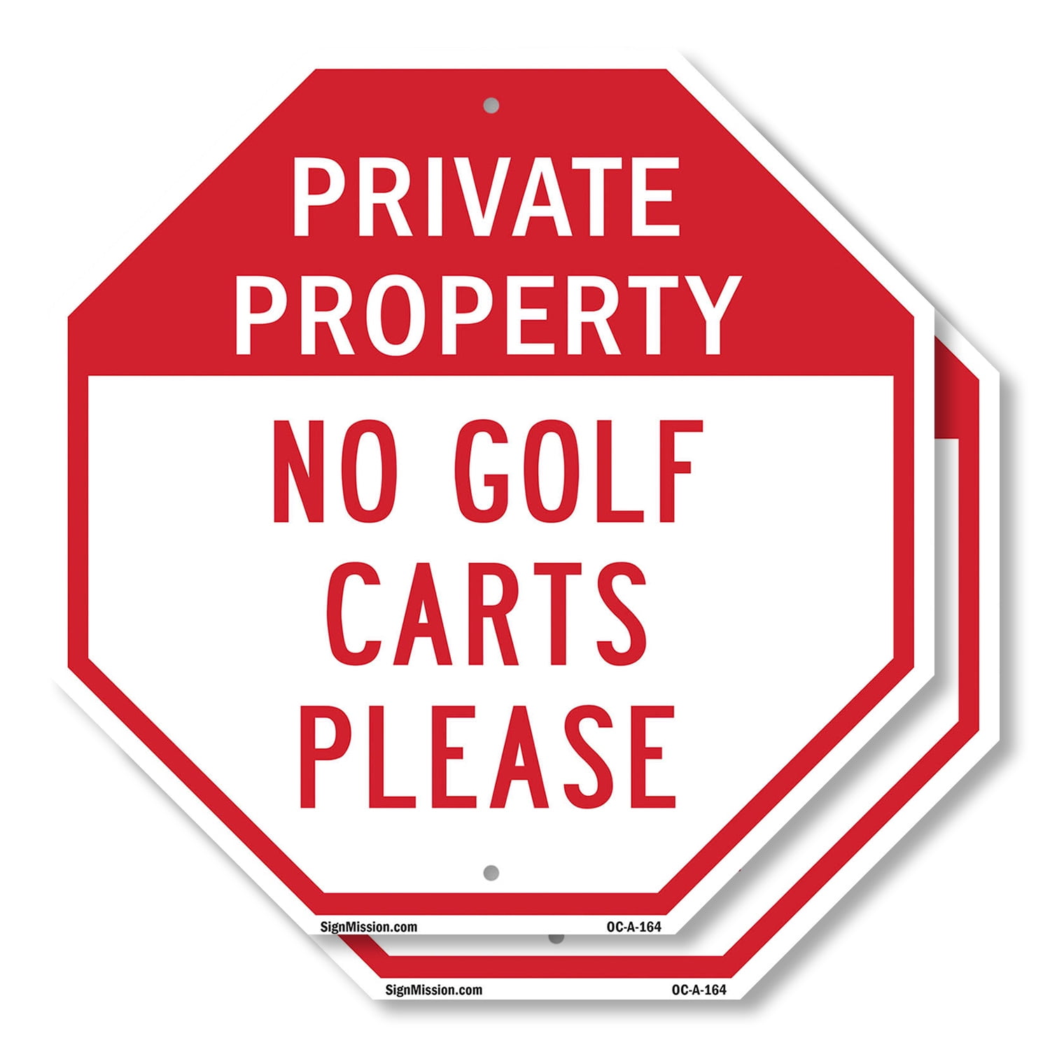 Private Property No Golf Carts Please (2 Pack) 10 inch X 10 inch ...