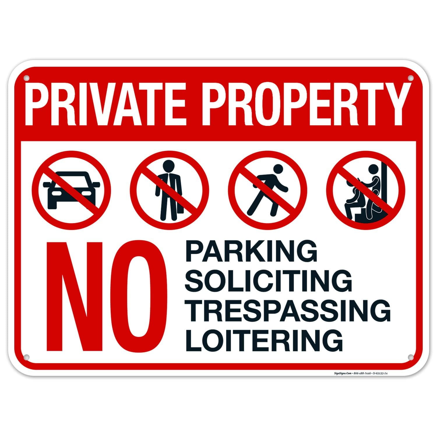 Private Property No Parking Soliciting Trespassing Or Loitering Sign ...