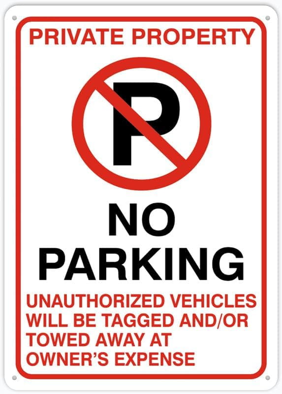 Private Property No Parking Unauthorized Vehicles Towed Away At Vehicle ...