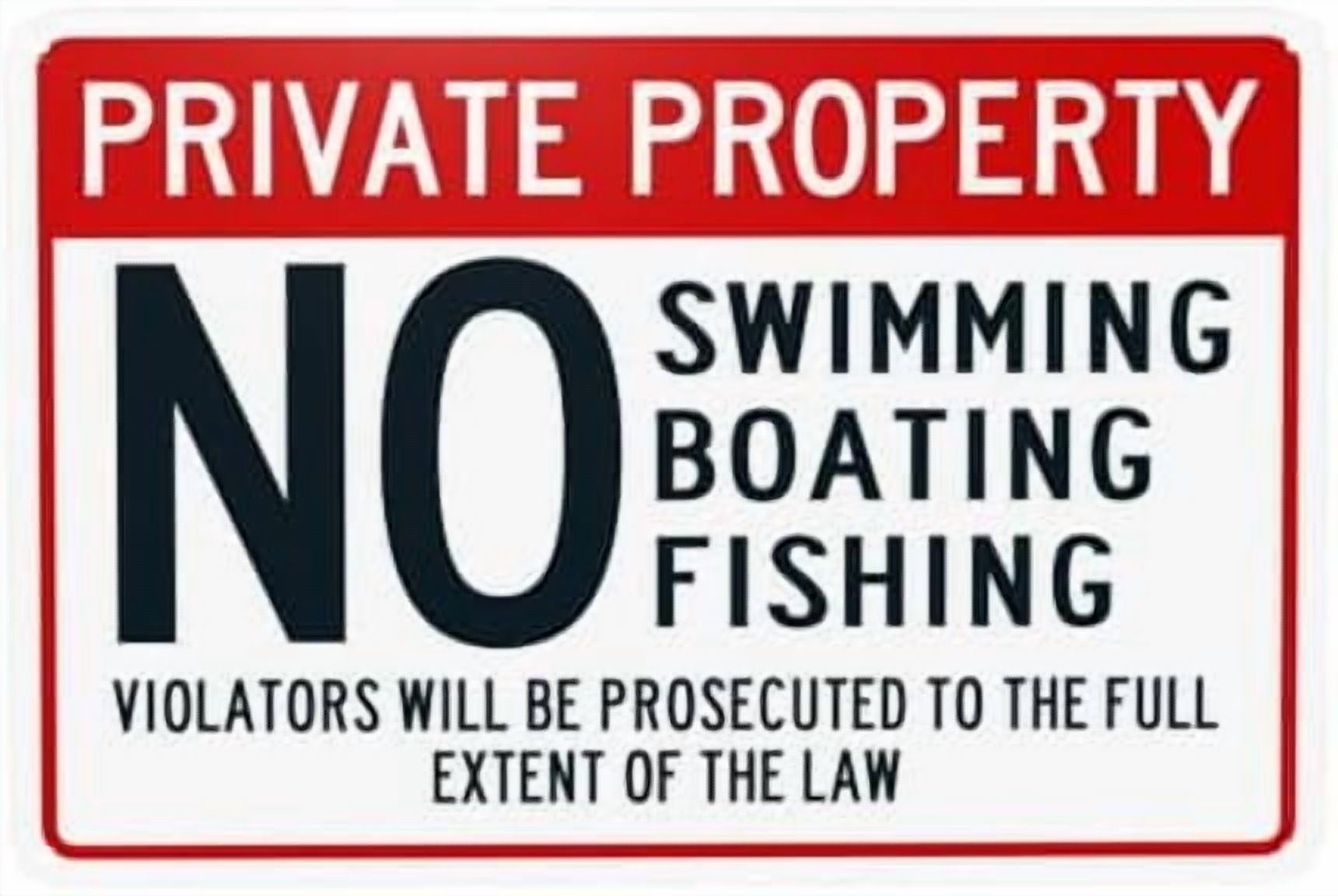 Private Property,No Swimming,Boating Fishing Warning,Prohibition ...