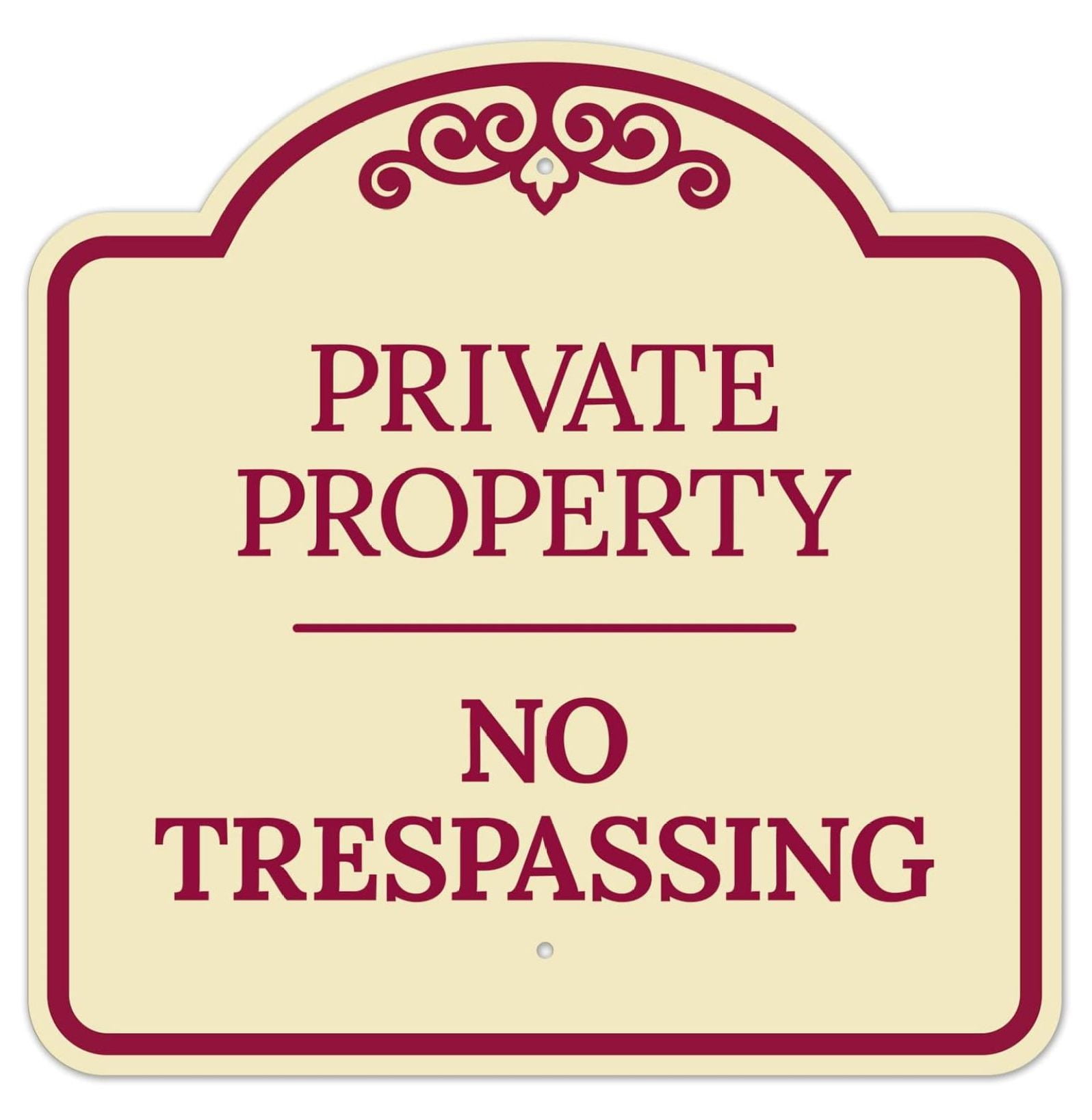 Private Property No Trespassing Décor Sign, Burgundy Light, 24x24 ...