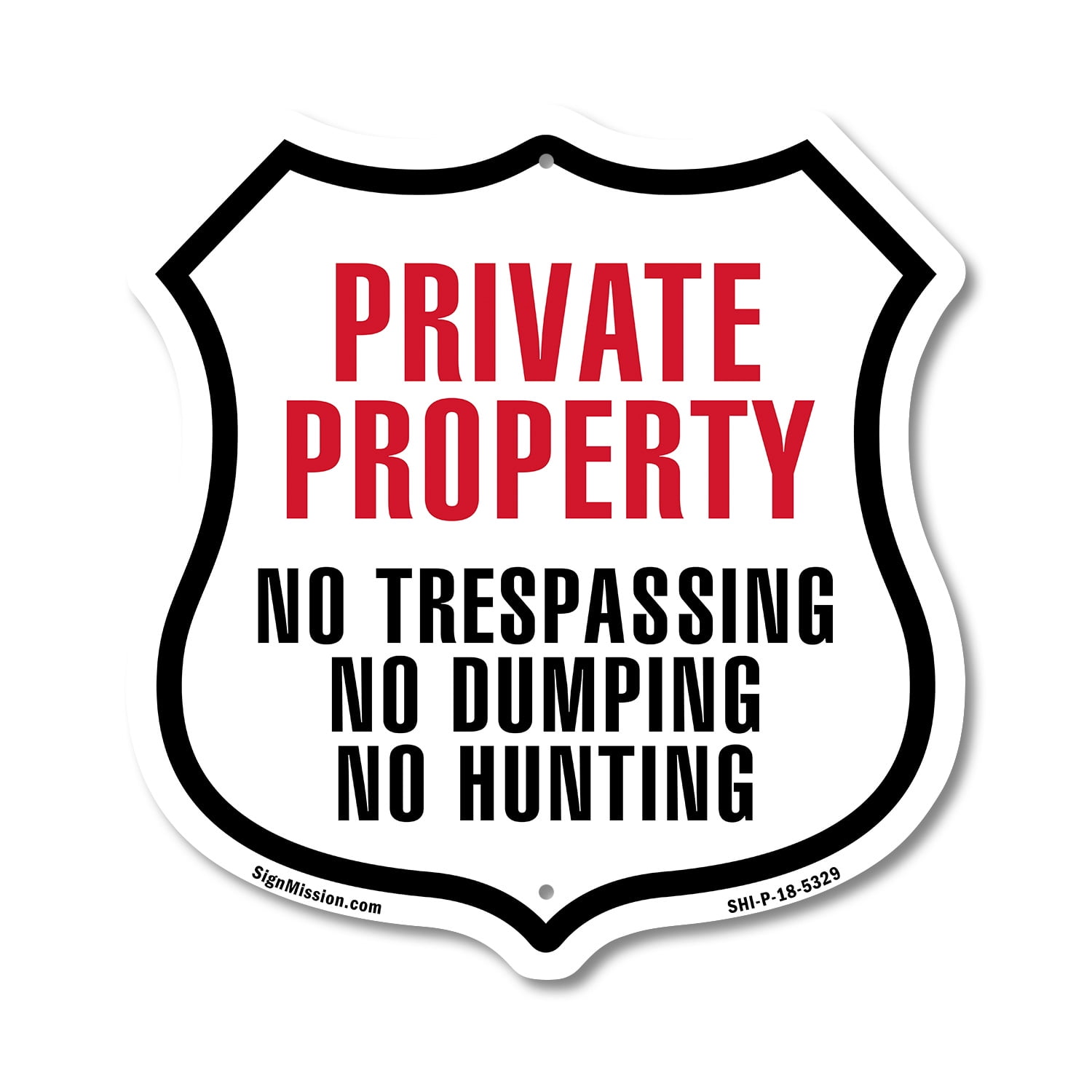 Private Property No Trespassing No Dumping No Hunting 12 inch X 12 inch ...