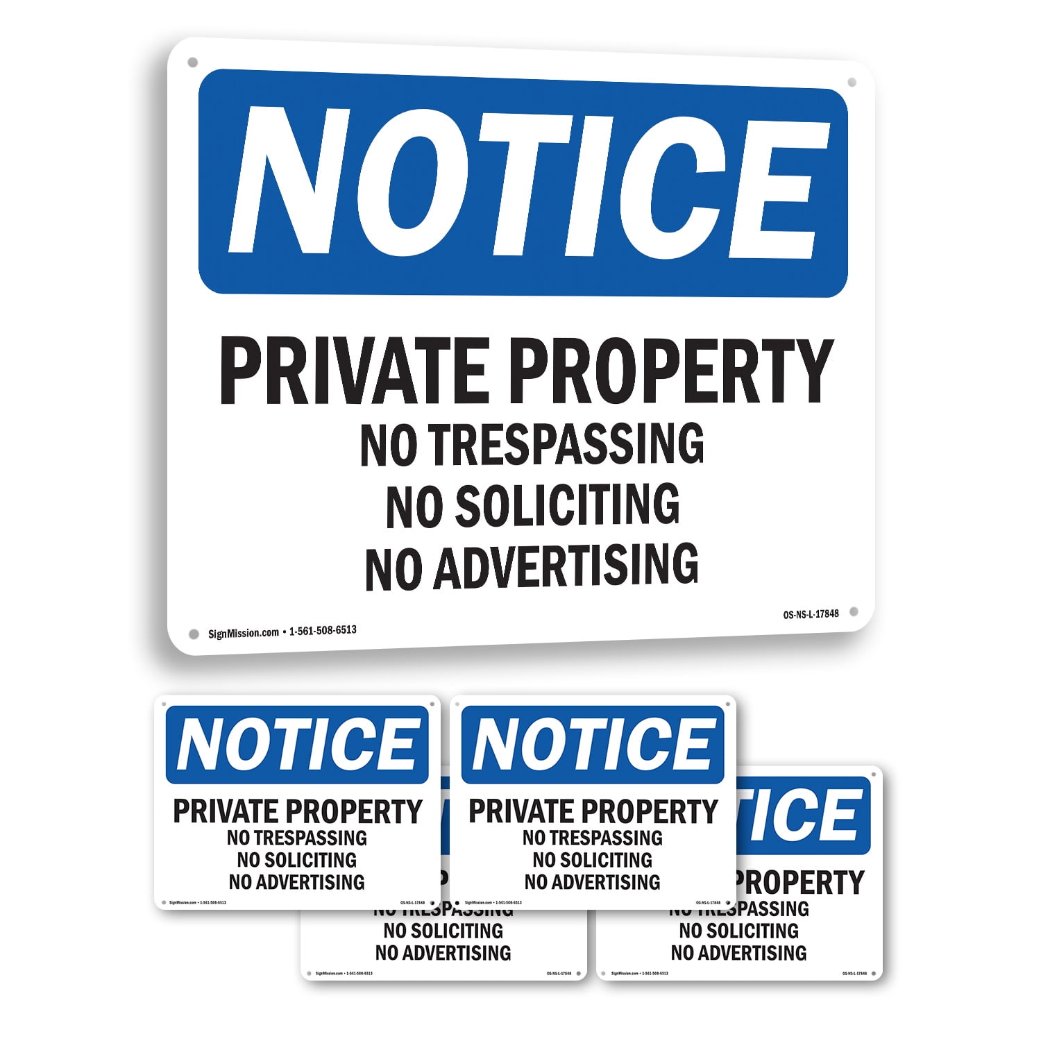 Private Property No Trespassing No Soliciting OSHA Notice Aluminum Sign ...