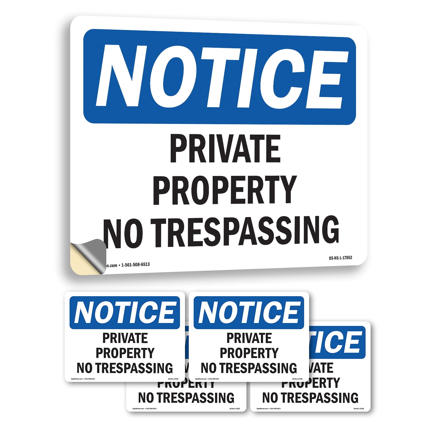 Private Property No Trespassing OSHA Notice Vinyl Decal Label 18 Inch x ...