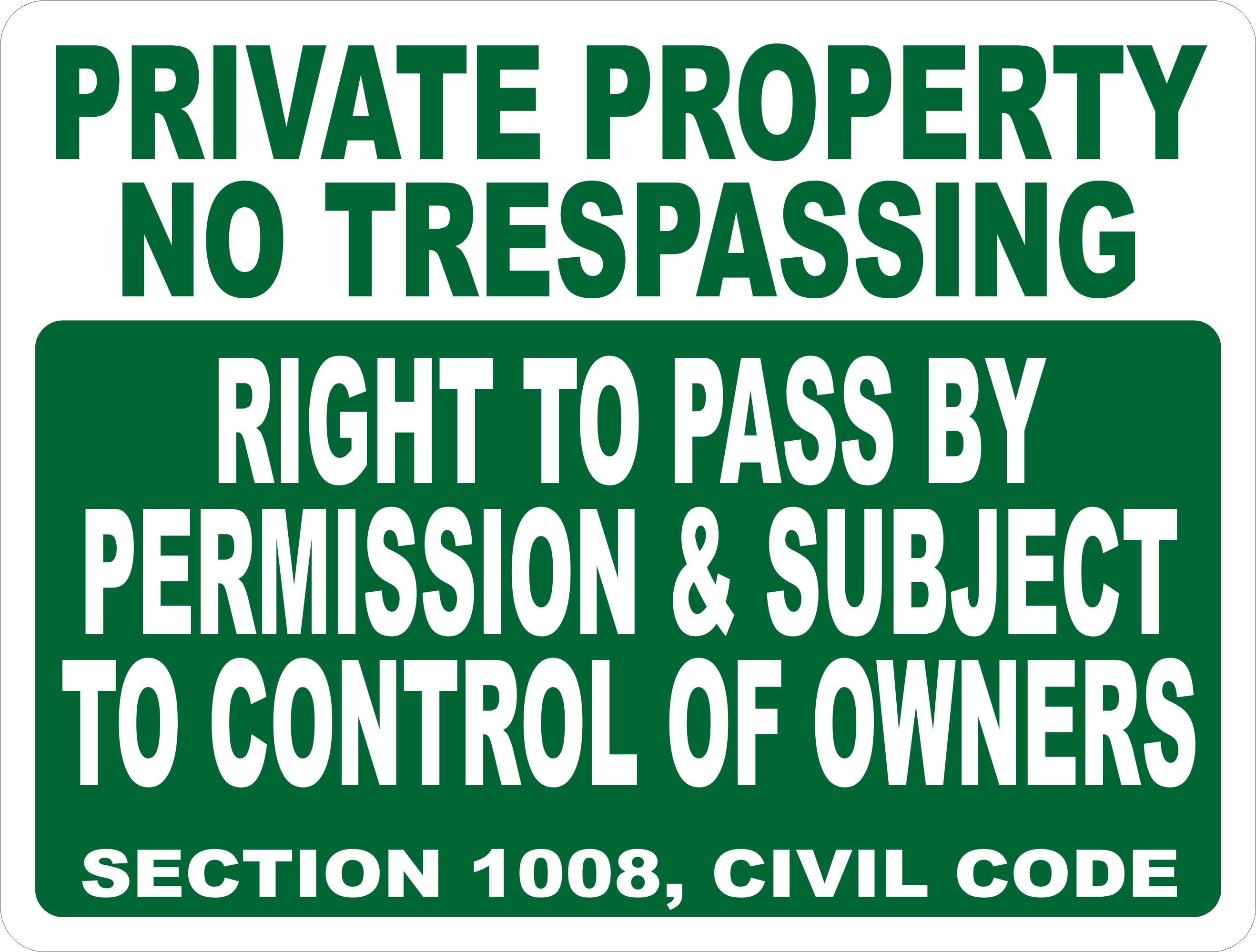 Private Property No Trespassing Right to Pass by Permission Subject ...