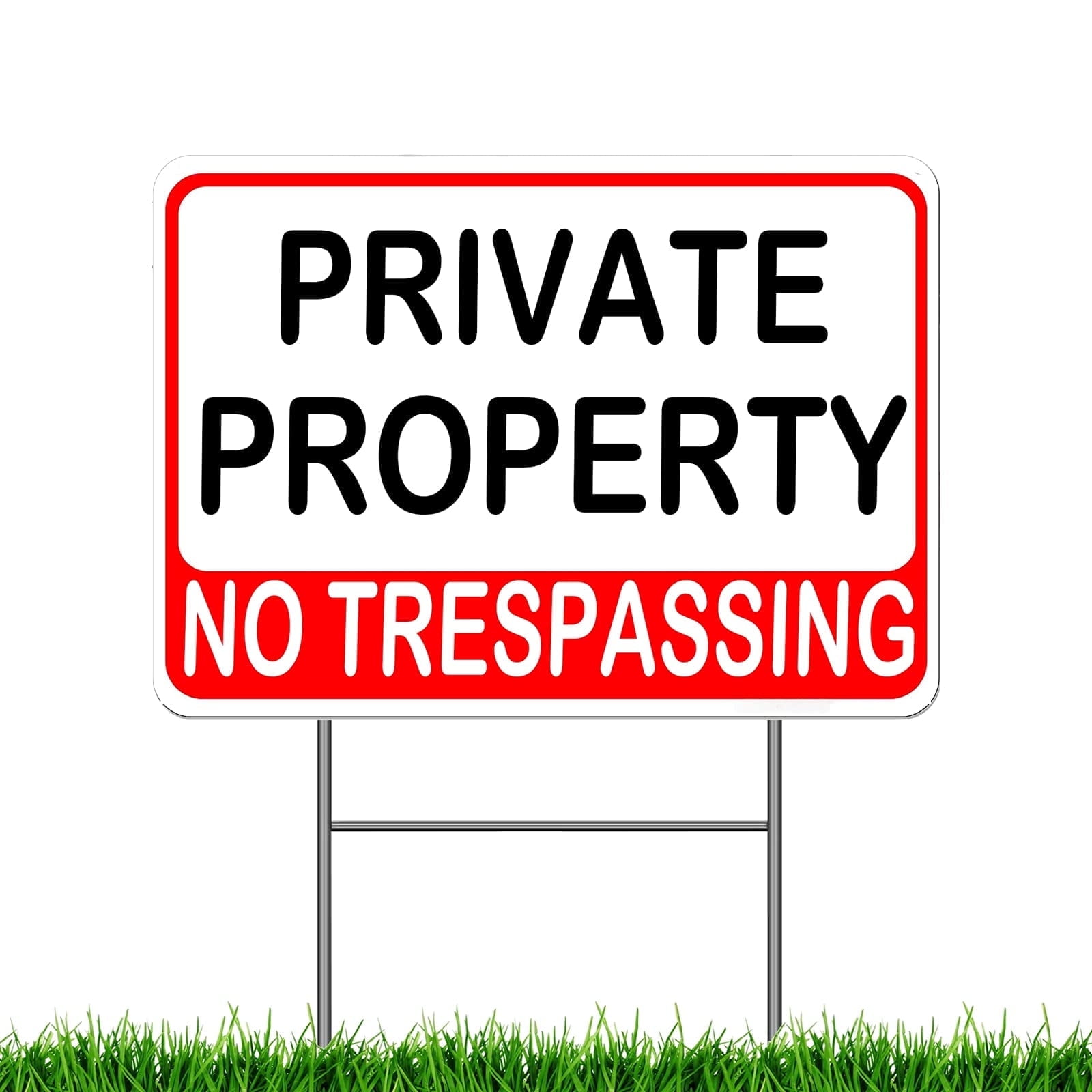 "Durable 15"" x 12"" Private Property No Trespassing Sign with H Frame ...