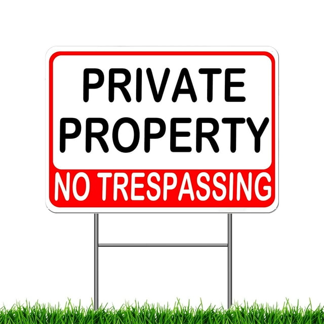 "Durable 15"" x 12"" Private Property No Trespassing Sign with H Frame ...