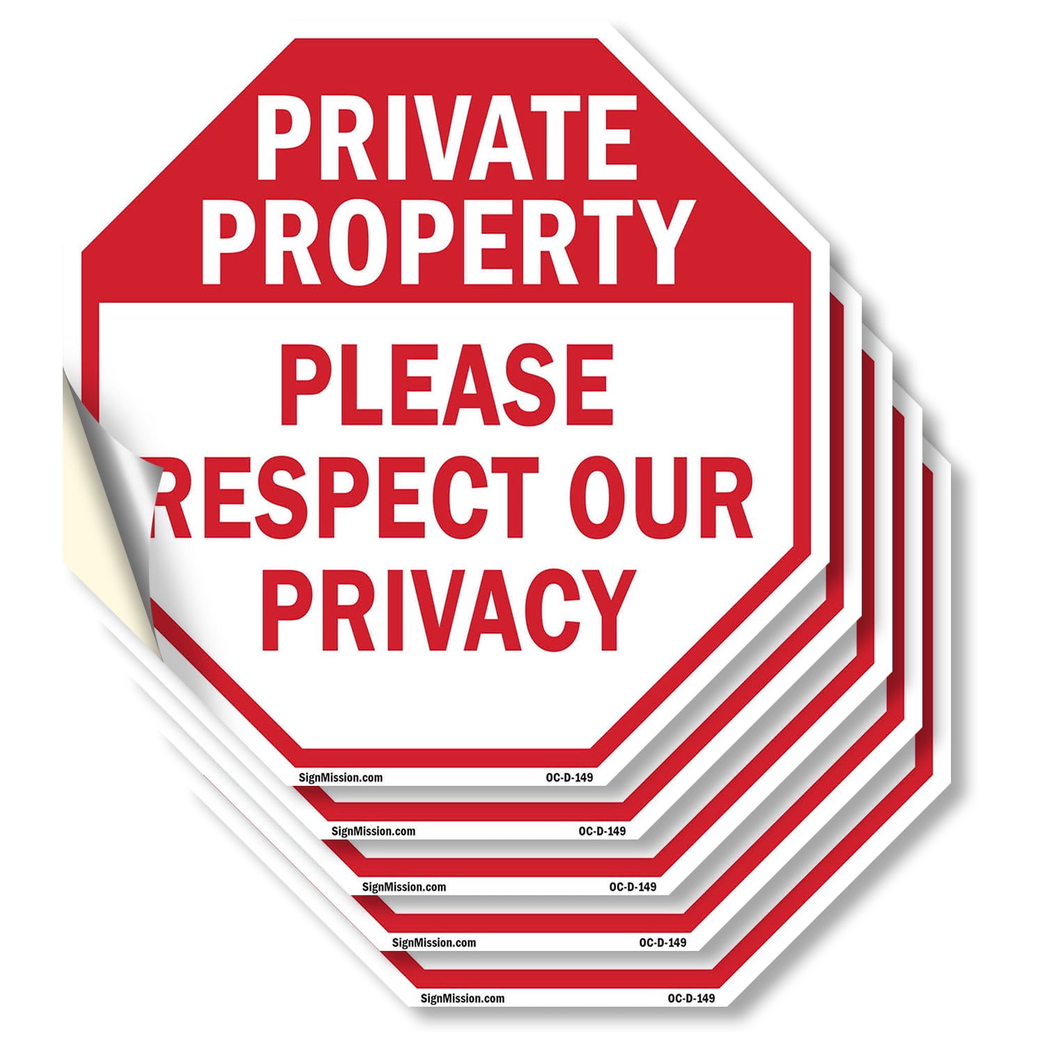 Private Property Please Respect Our Privacy (5 Pack) 4 inch X 4 inch ...