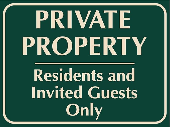 Private Property Residents and Invited Guests Only Sign Metal Tin Sign ...