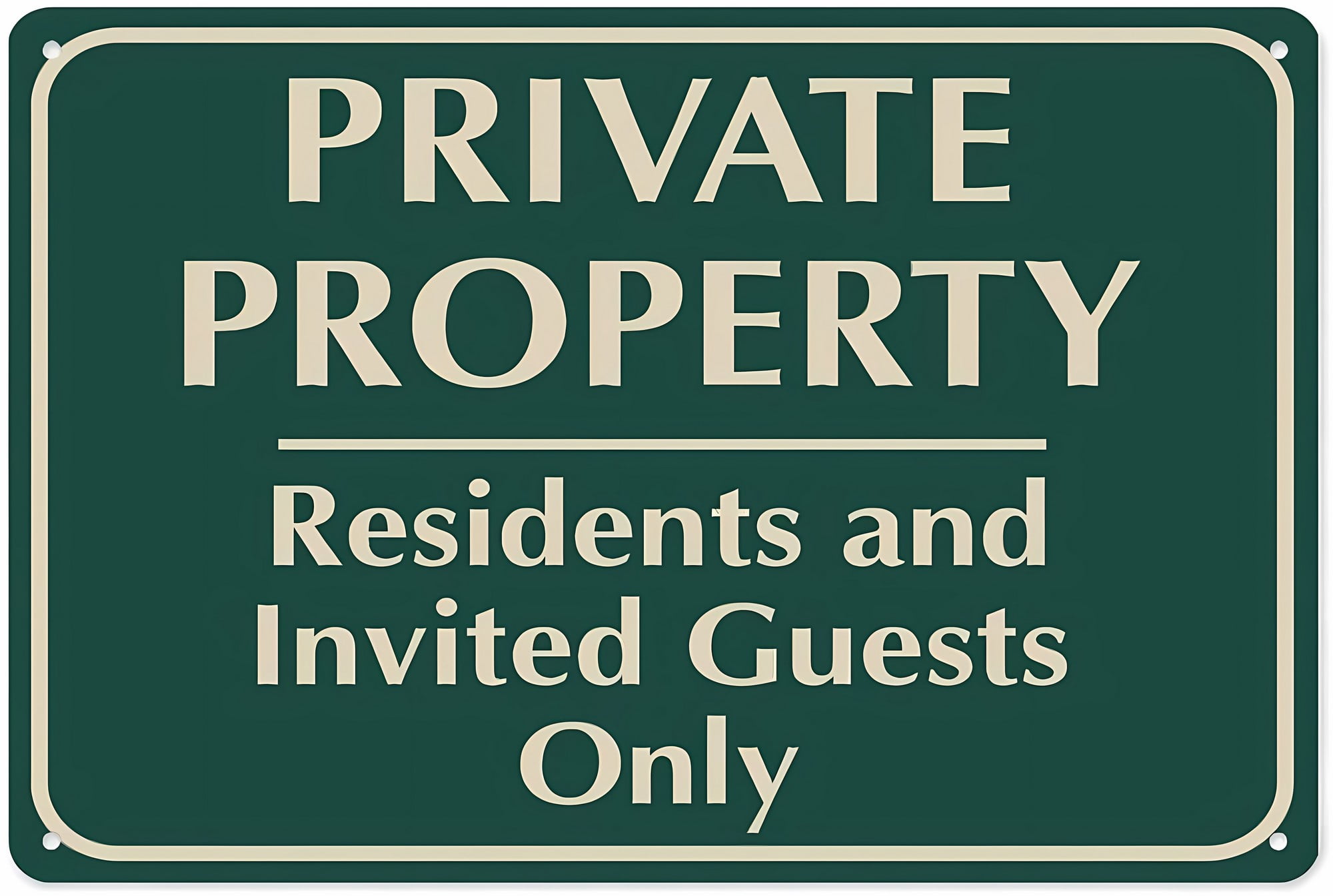 Private Property Residents and Invited Guests Only Tin Sign - 8"x12 ...