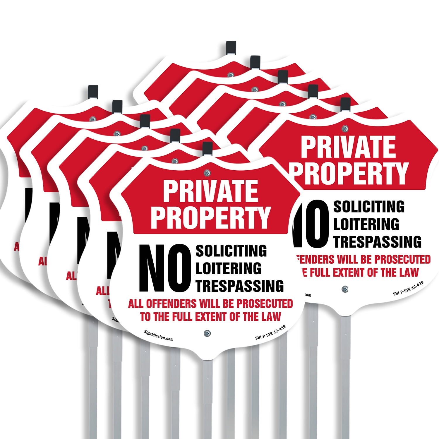 Private Property Shield Label Set No Soliciting Loitering Trespassing ...