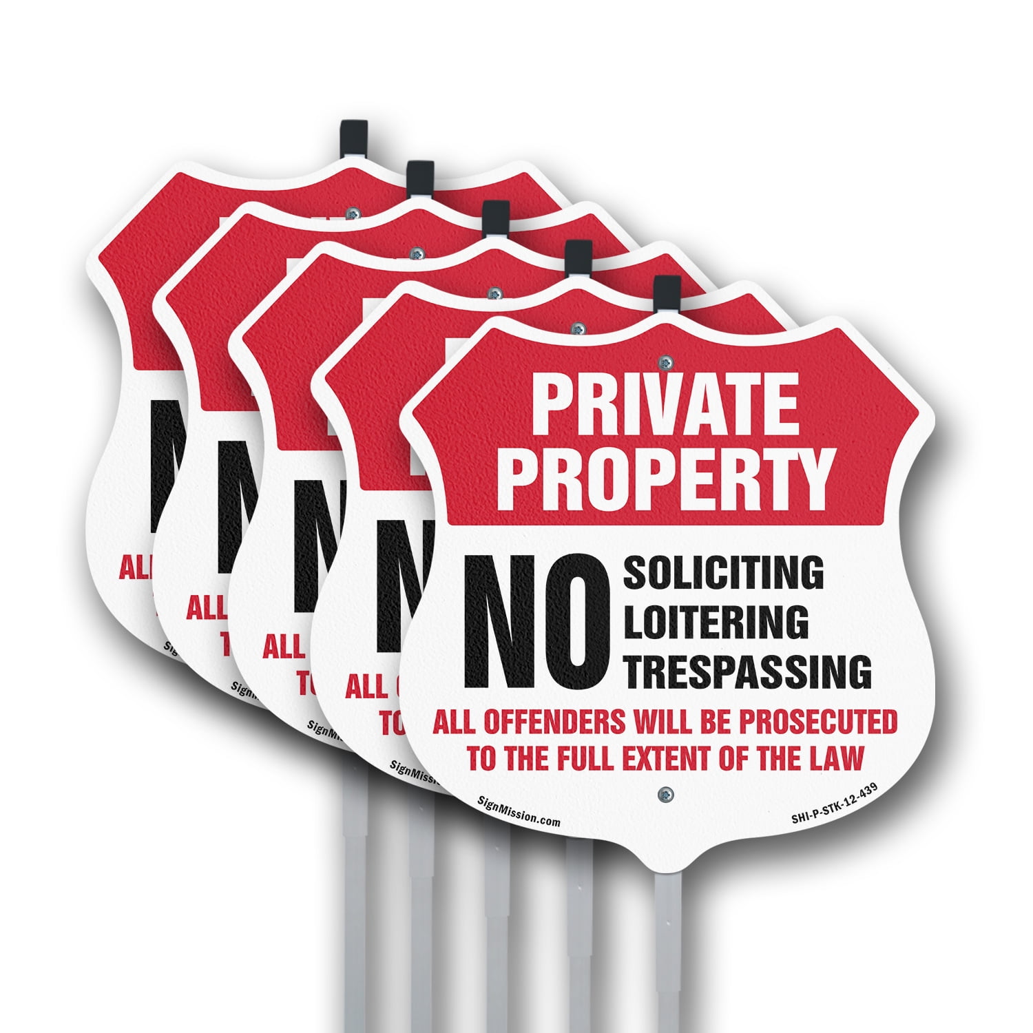 Private Property Shield Label Set No Soliciting Loitering Trespassing ...