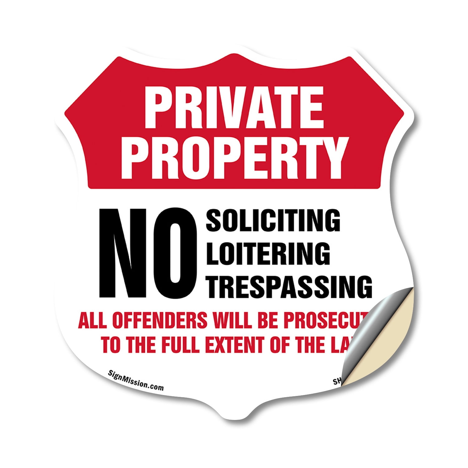 Private Property Shield Label Set No Soliciting Loitering Trespassing ...