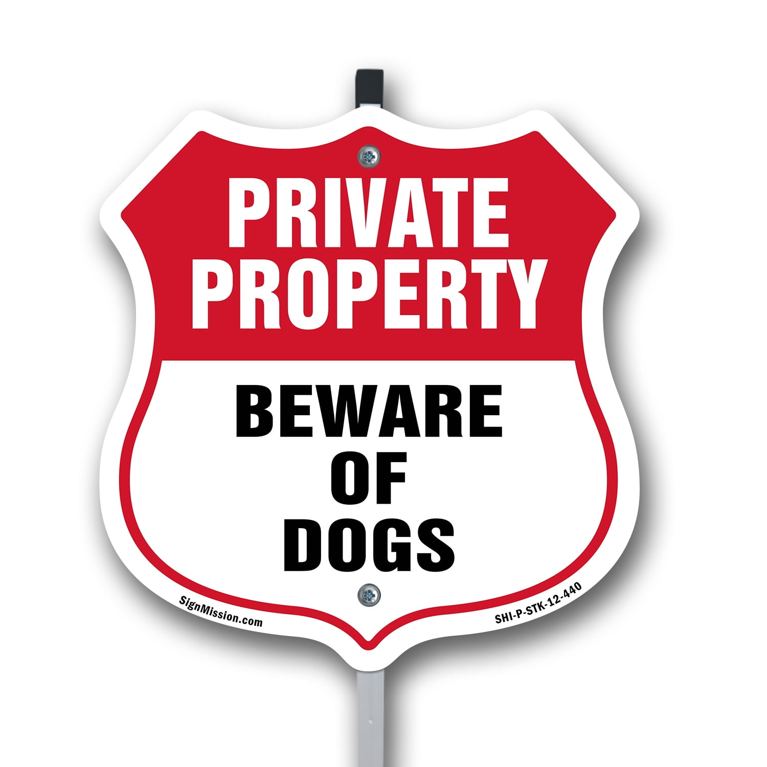 Private Property Shield Sign Beware Of Dogs 12 inch X 12 inch Shield ...