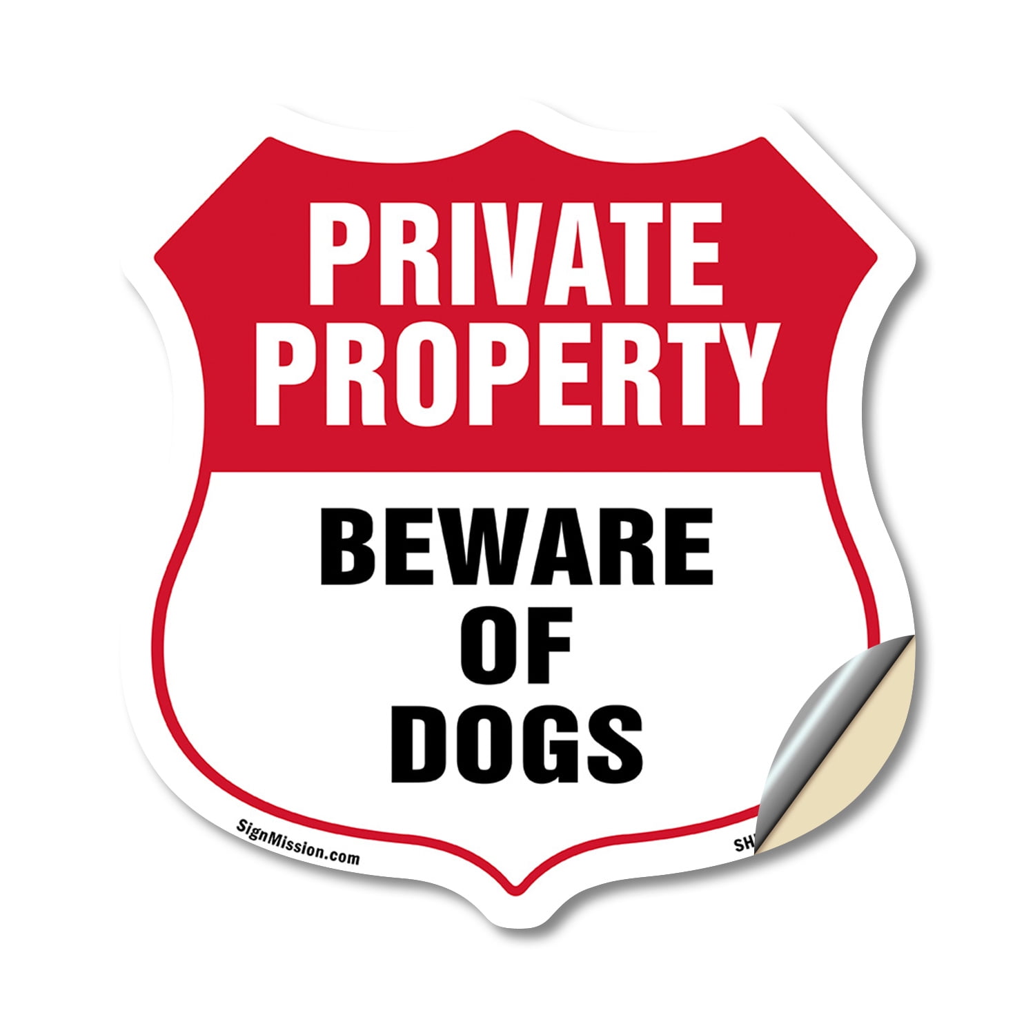Private Property Shield Sign Beware Of Dogs 18 inch X 18 inch Shield ...
