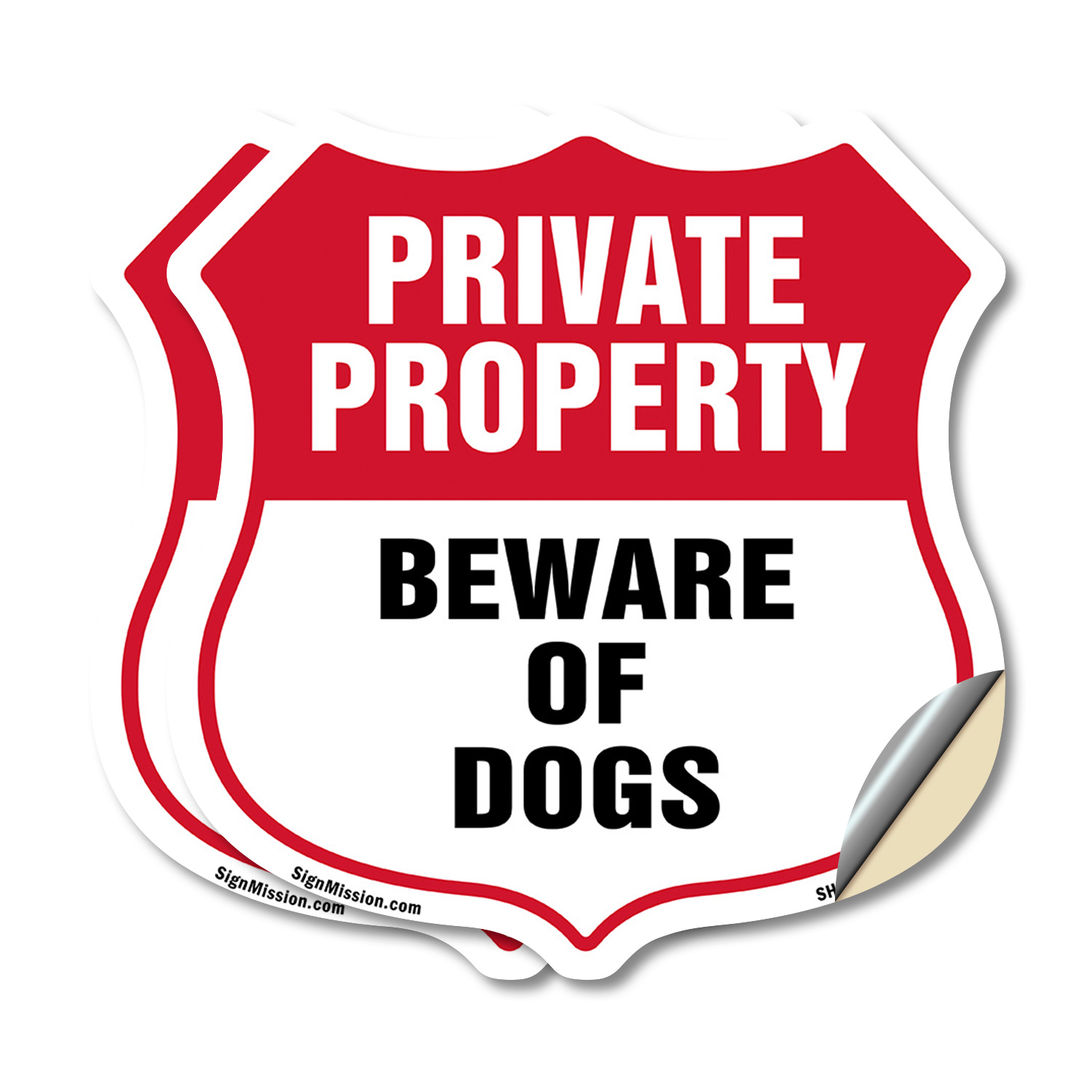 Private Property Shield Sign Beware Of Dogs (2 Pack) 12 inch X 12 inch ...