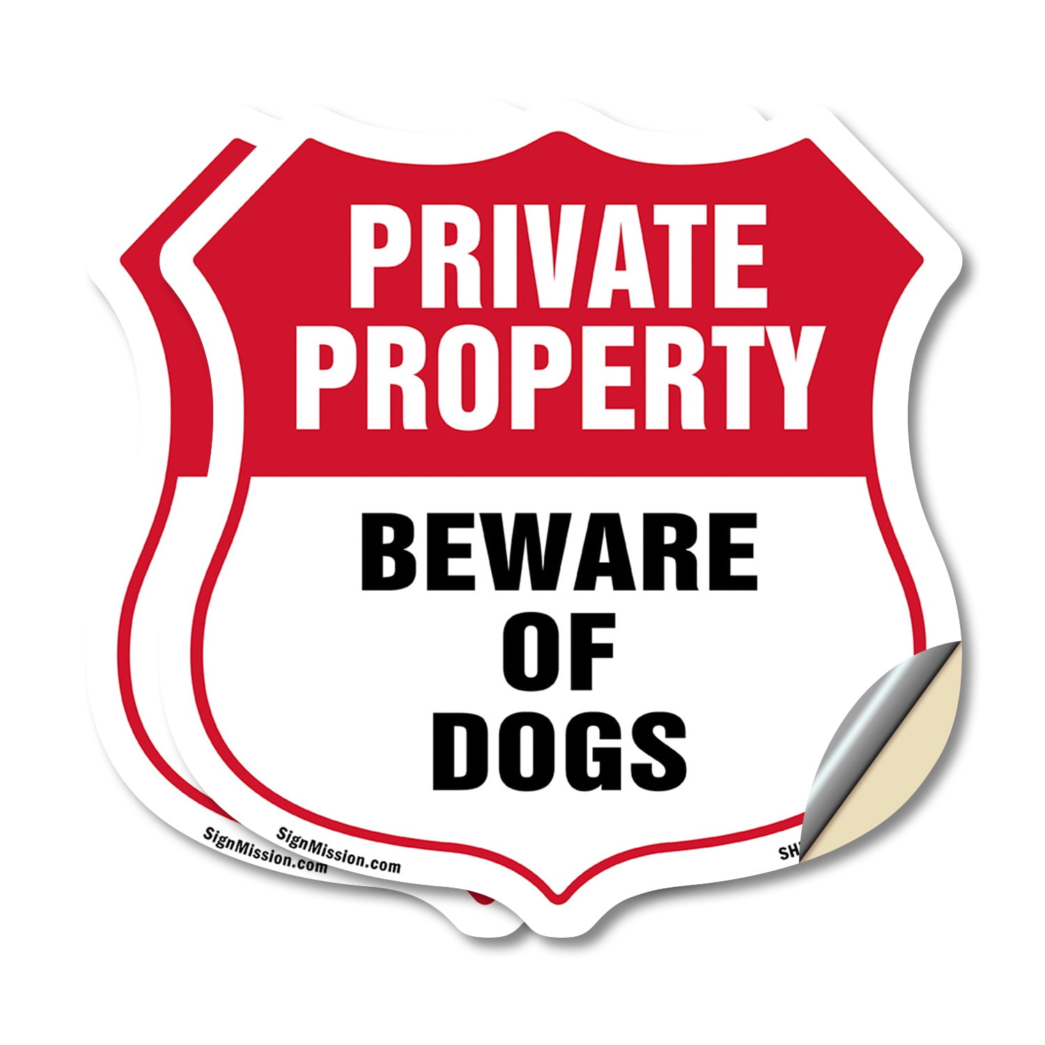 Private Property Shield Sign Beware Of Dogs (2 Pack) 18 inch X 18 inch ...