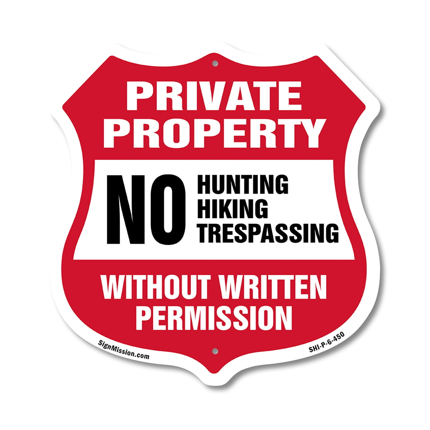 Private Property Shield Sign No Hunting Fishing Trespassing Without ...