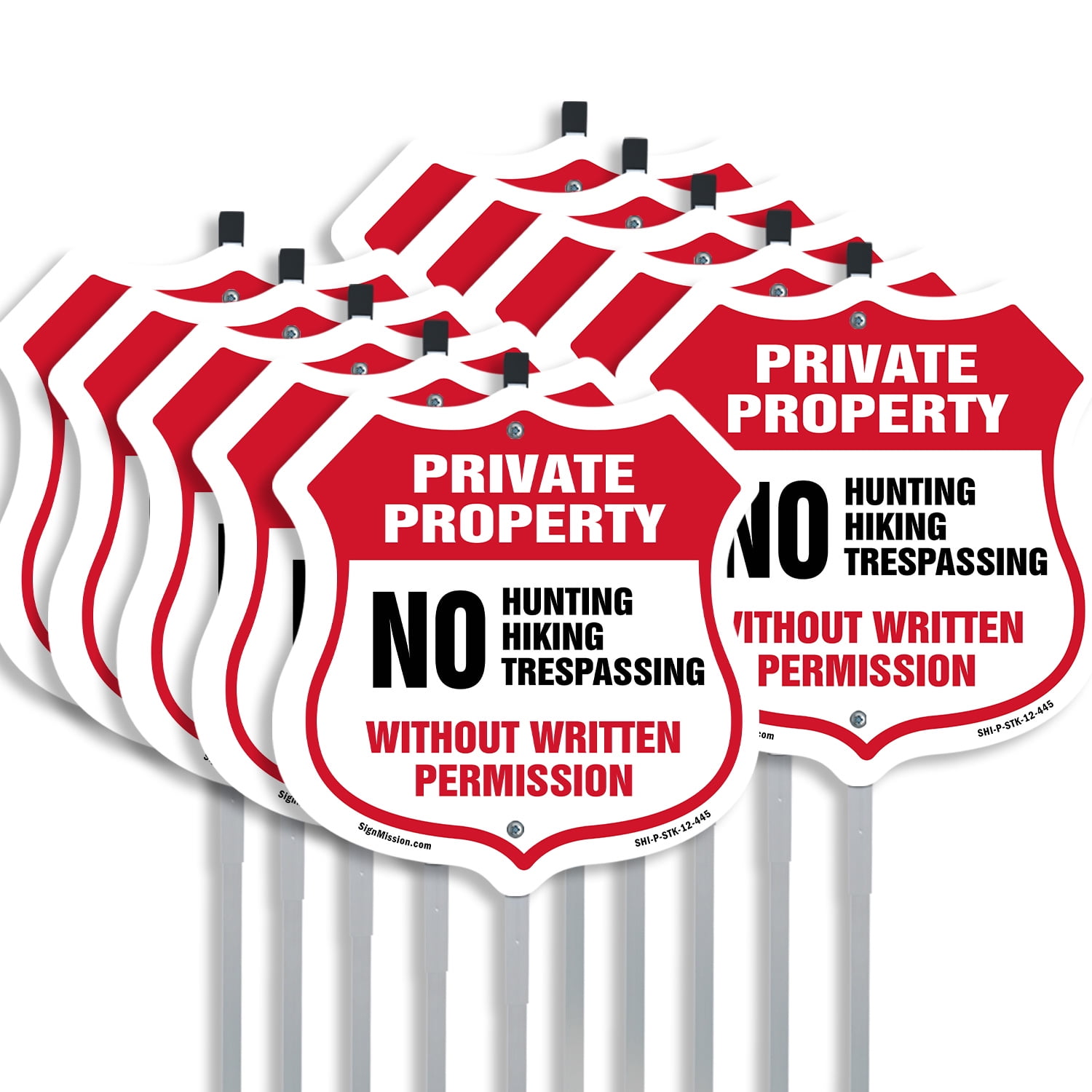 Private Property Shield Sign No Hunting Hiking Trespassing Without ...