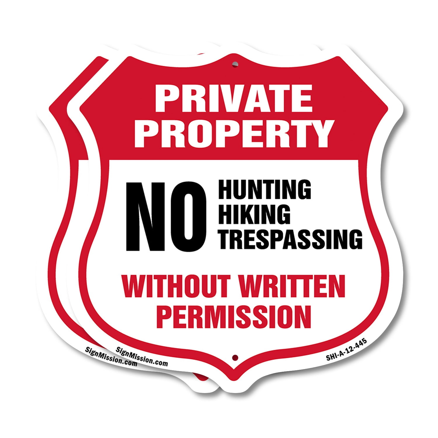 Private Property Shield Sign No Hunting Hiking Trespassing Without ...