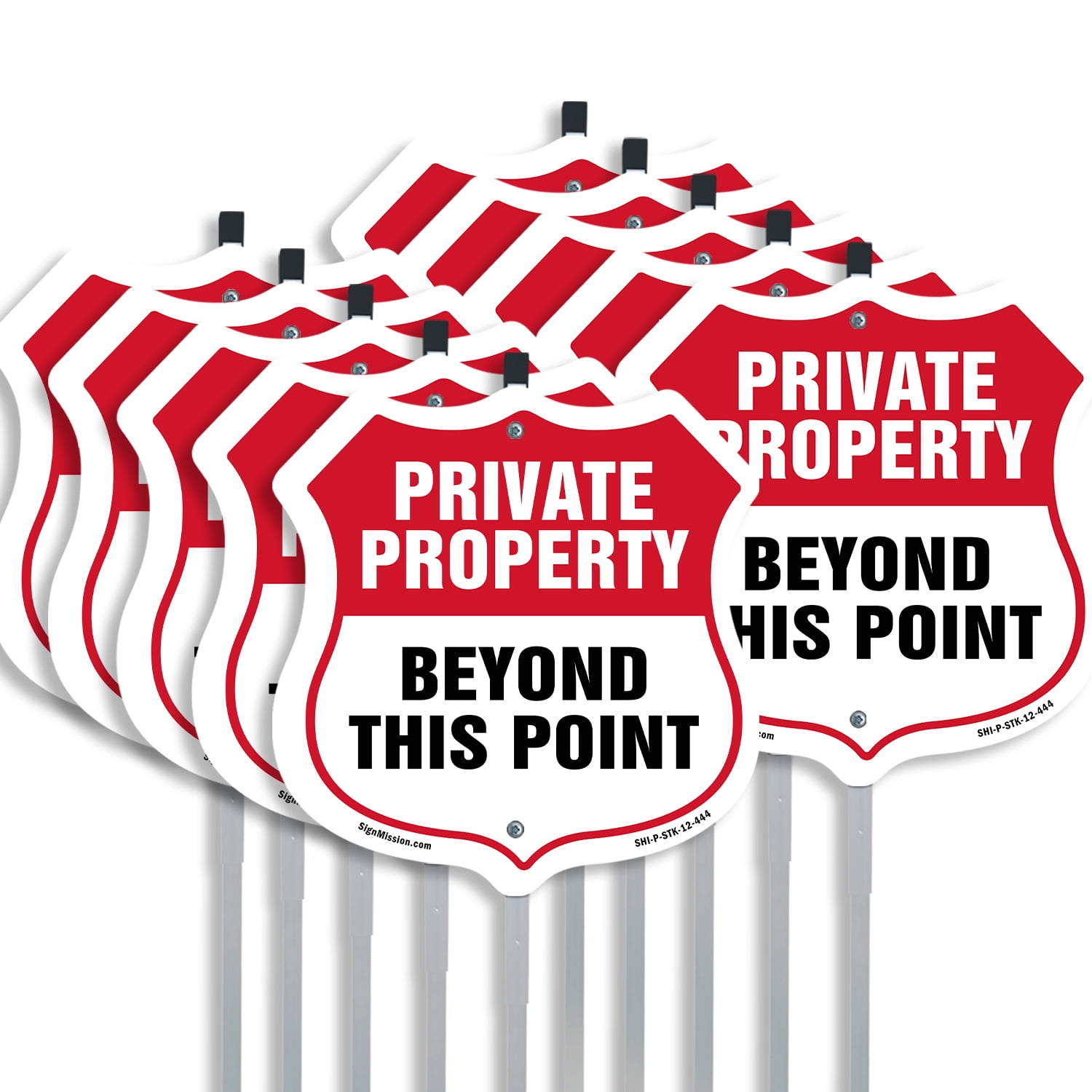Private Property Shield Sign Private Property Beyond This Point (10 Pack) 12 inch X 12 inch ...